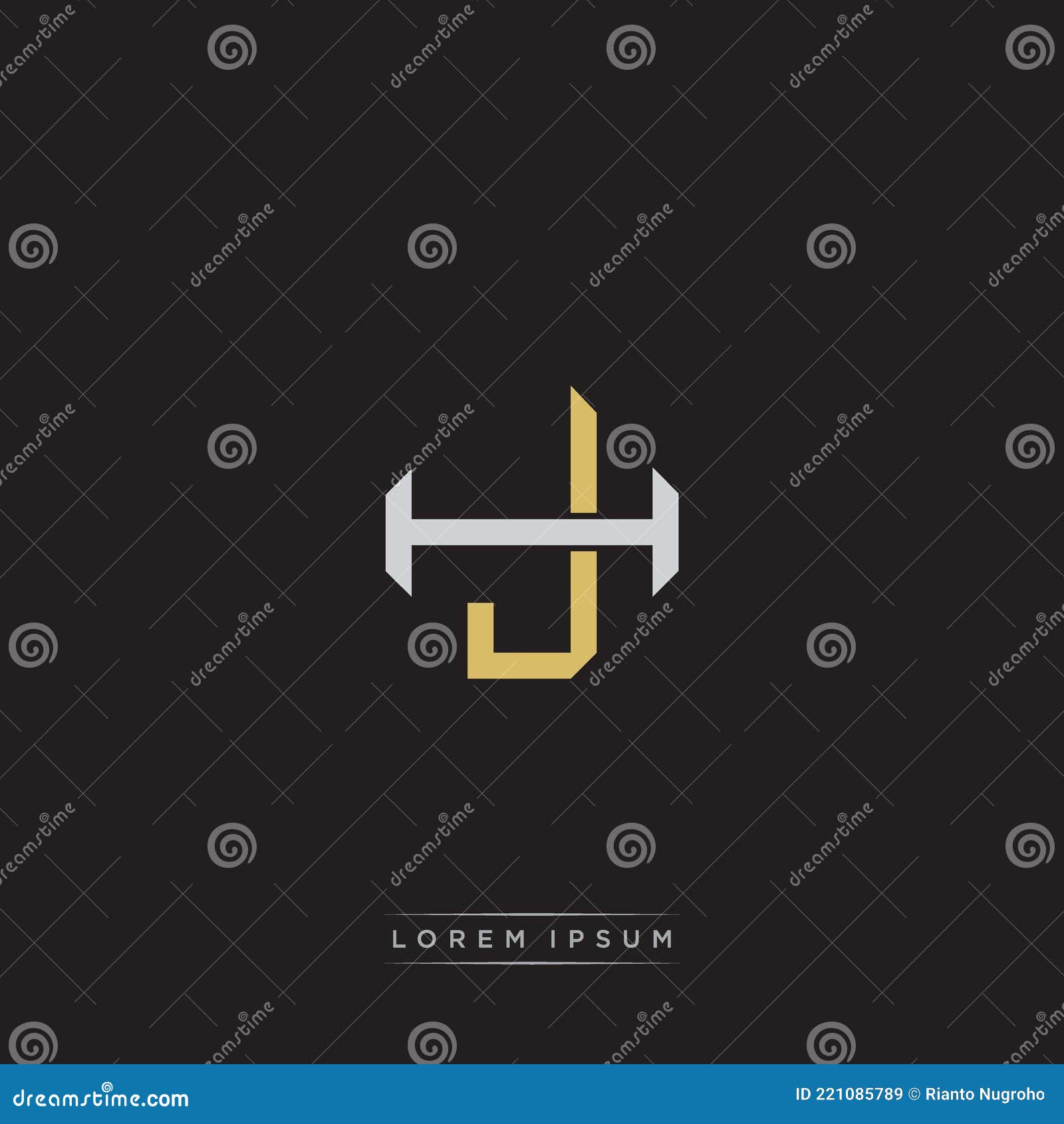 JH Initial Letter Overlapping Interlock Logo Monogram Line Art Style ...