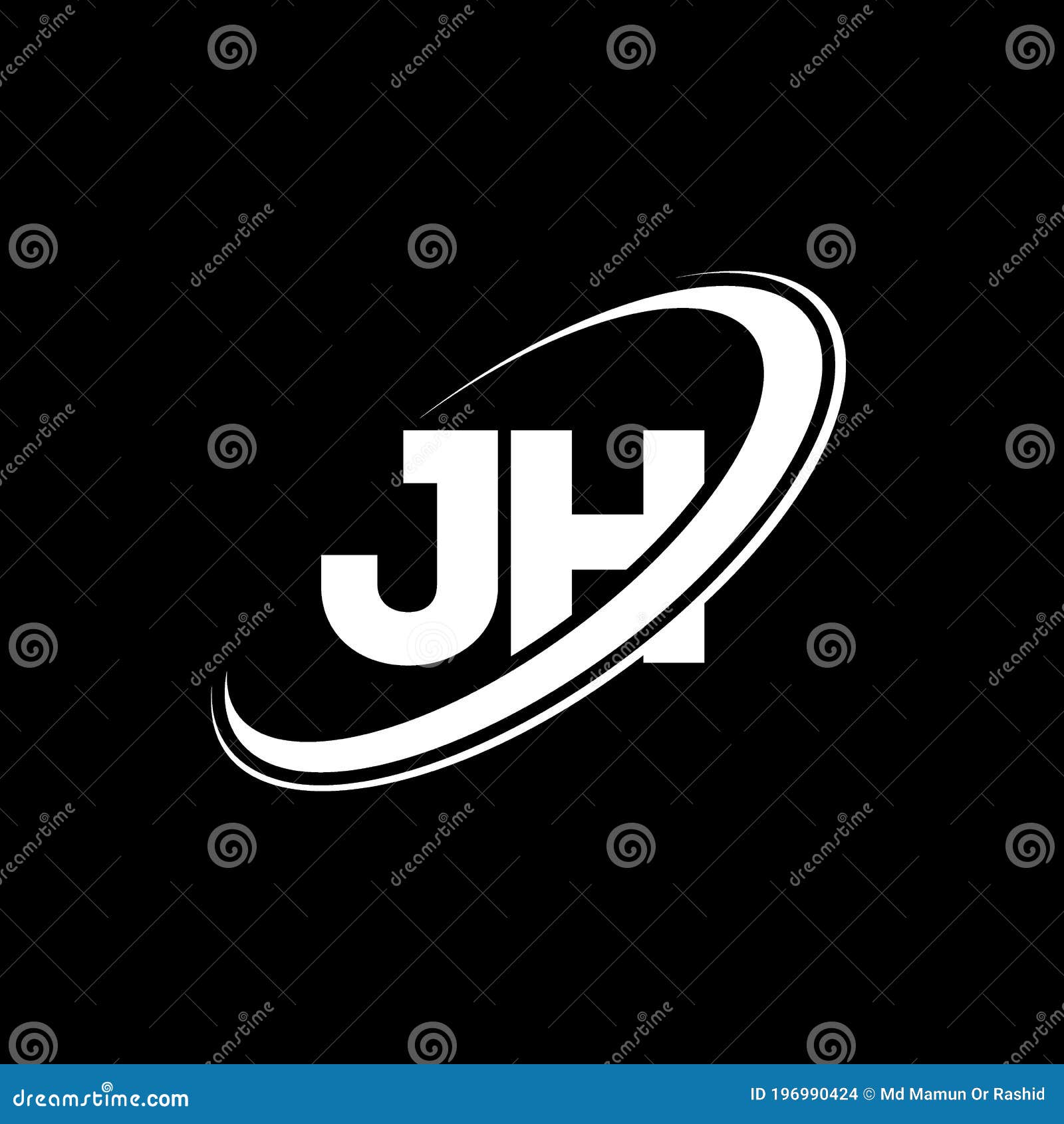 JH J H Letter Logo Design. Initial Letter JH Linked Circle Uppercase ...