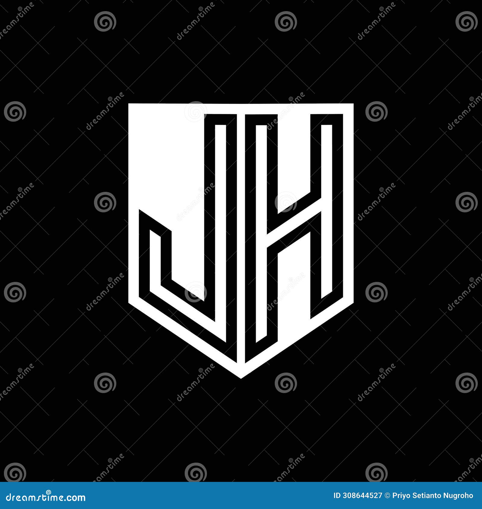 JH Logo Monogram Shield Geometric Black Line Inside White Shield Color ...