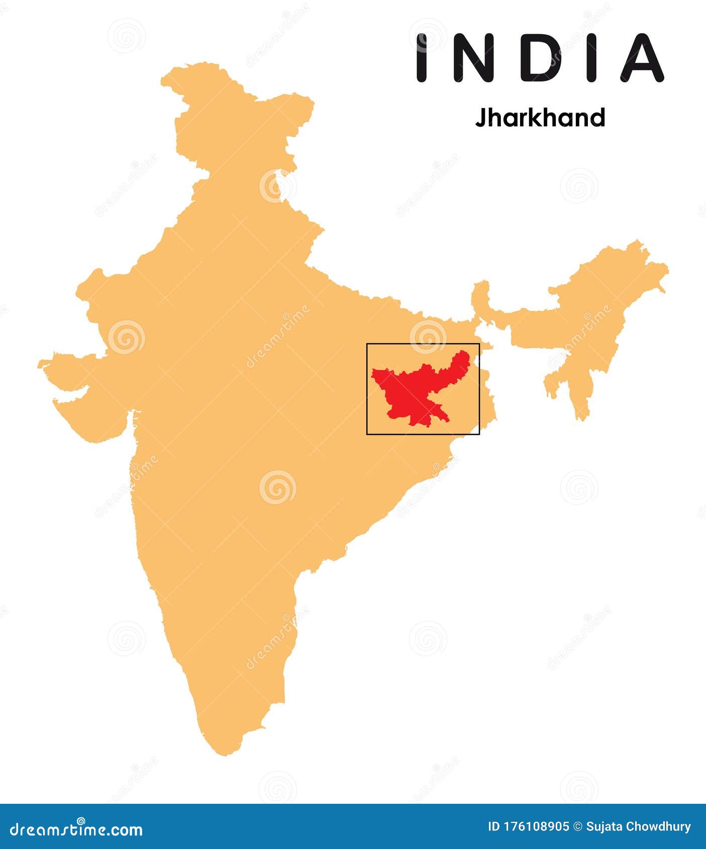 Jharkhand in India Map. Jharkhand Map Vector Illustration Editorial ...
