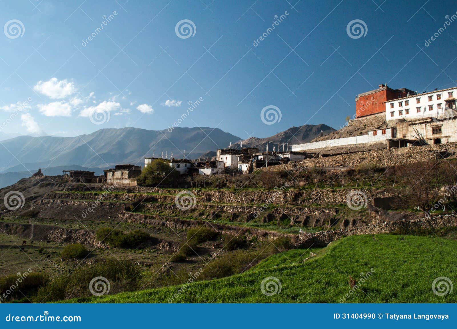Jharkot at sunset stock photo. Image of blue, mustang - 31404990