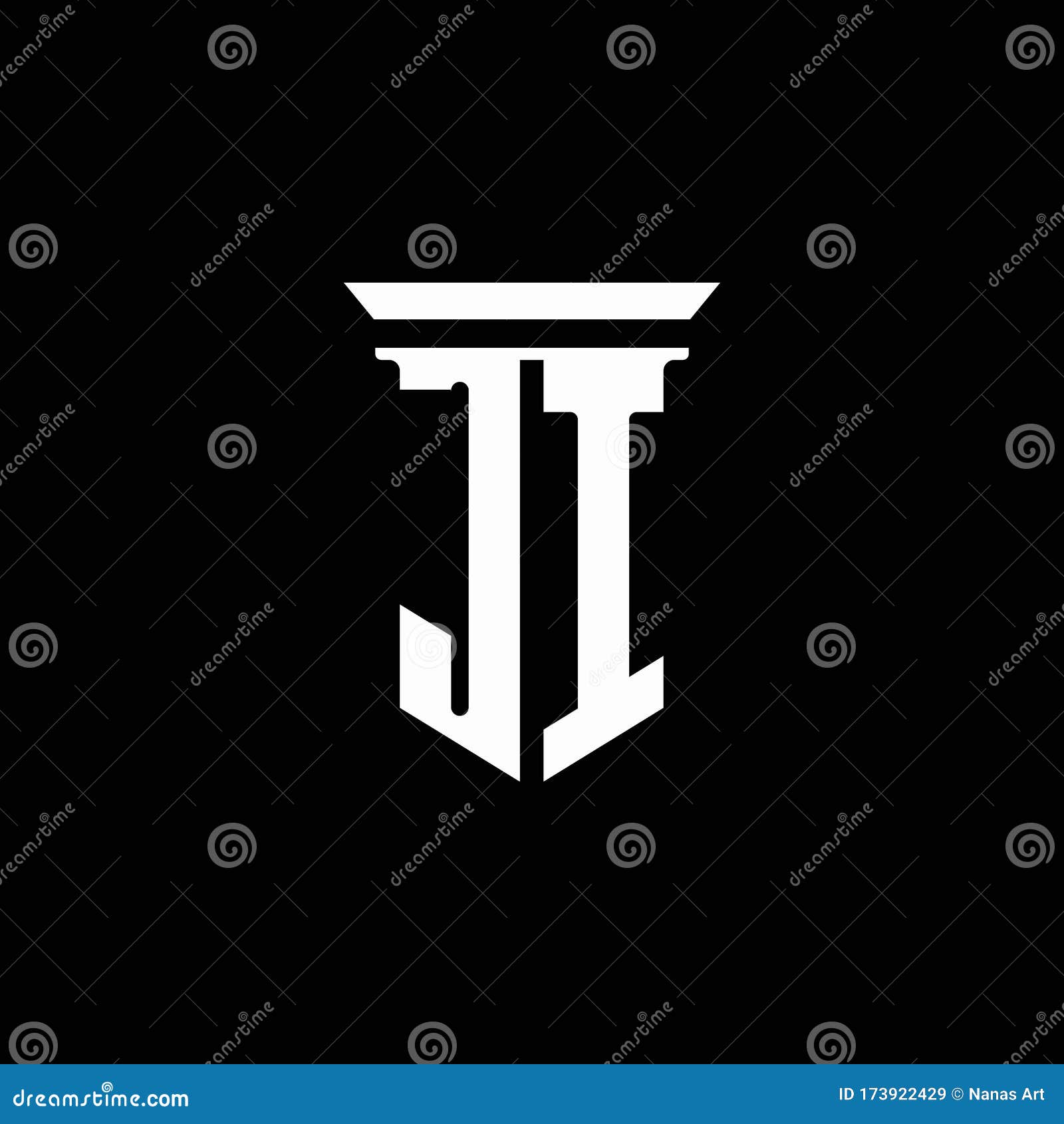 JI Monogram Logo with Emblem Style Isolated on Black Background Stock ...