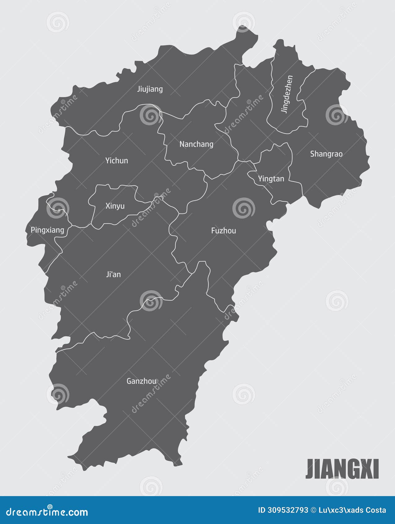 Jiangxi Province Administrative Map Cartoon Vector | CartoonDealer.com ...