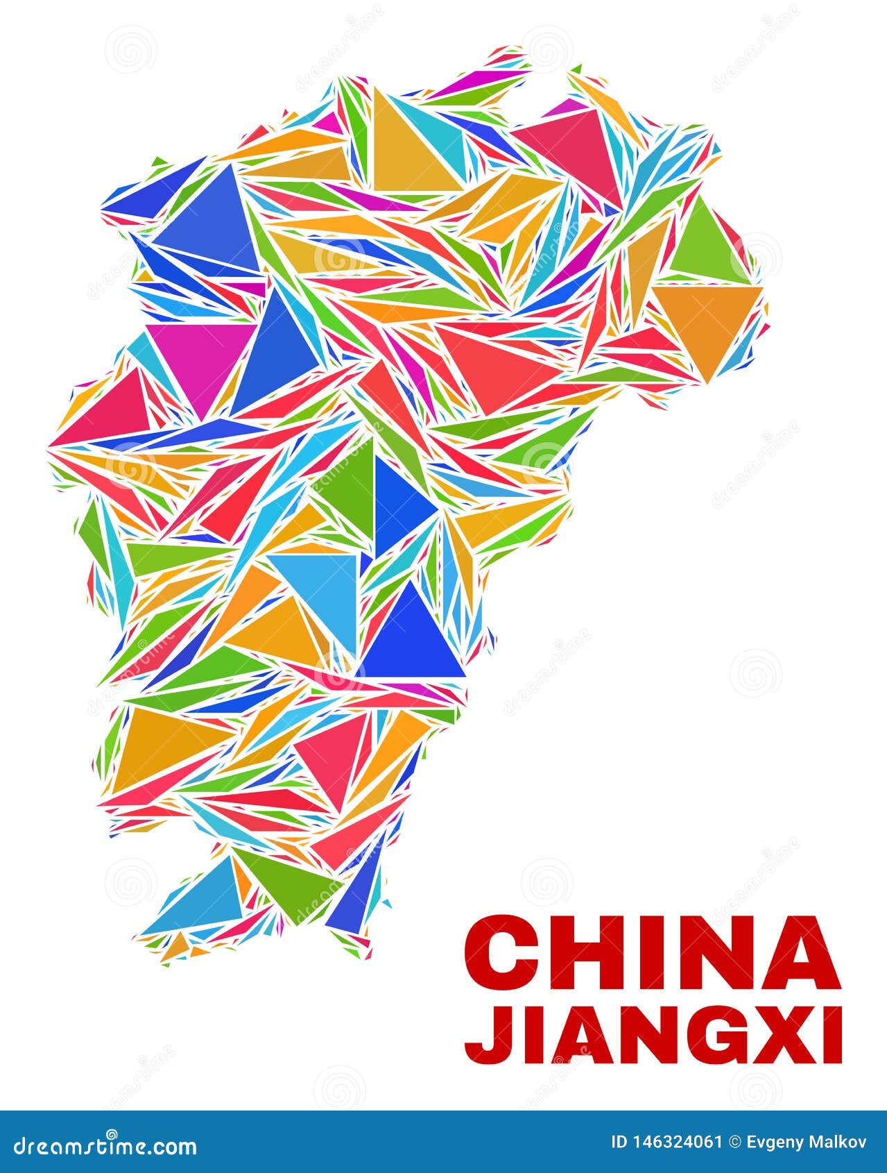 Jiangxi Province Map - Mosaic of Color Triangles Stock Vector ...