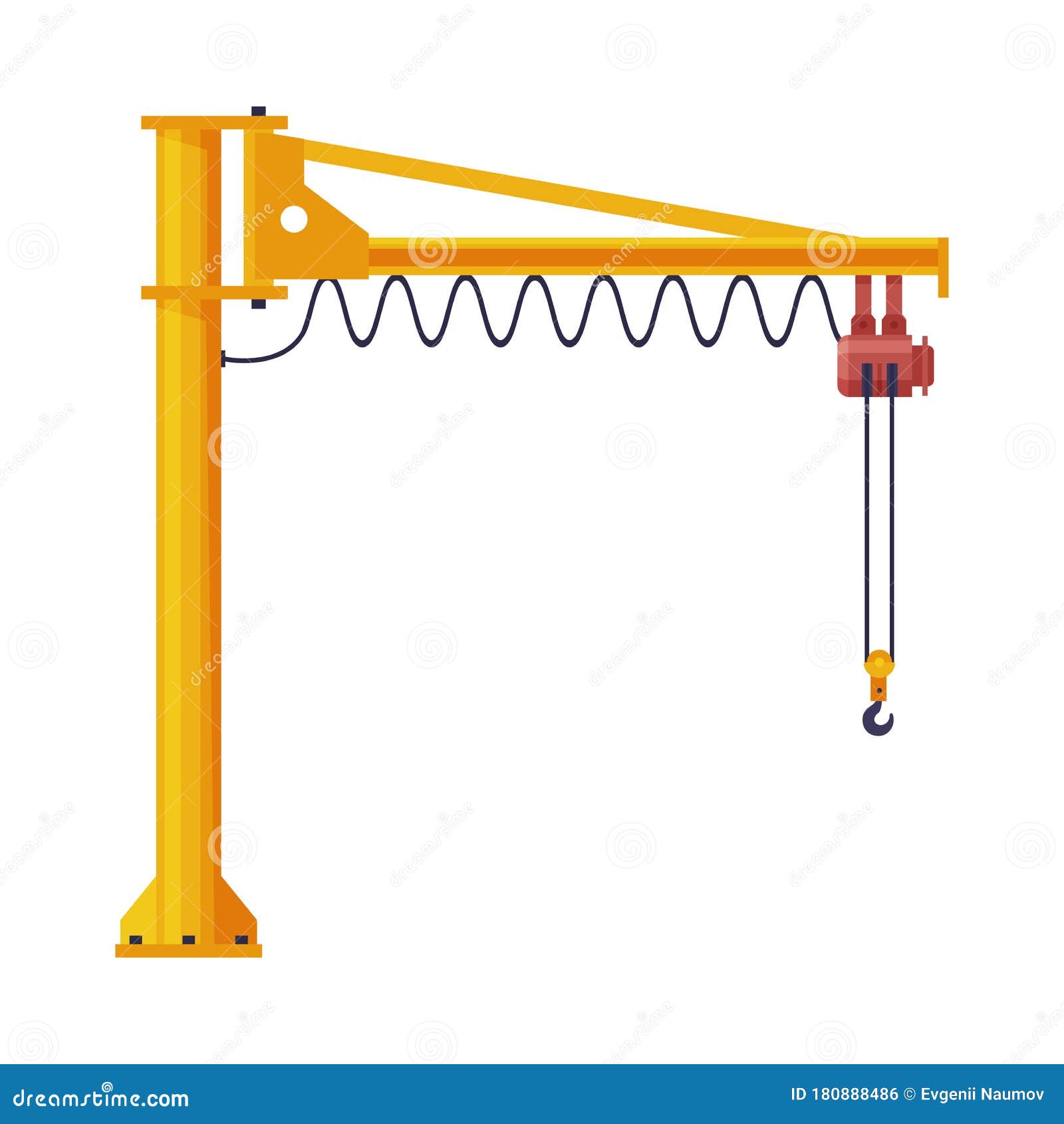 Jib Crane, Elevating Construction Equipment Flat Vector Illustration ...
