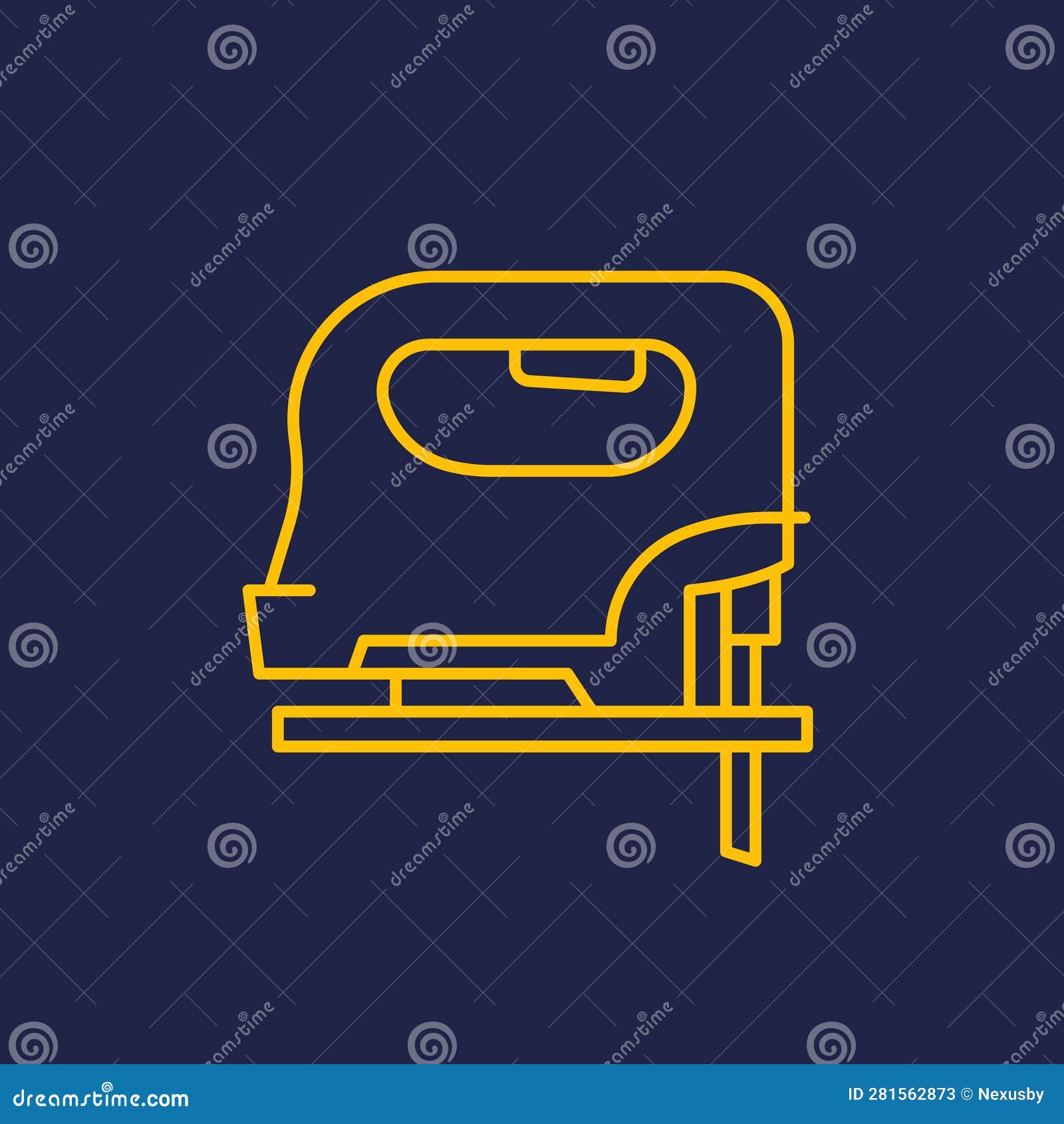 Jig Saw Line Icon on Dark, Vector Stock Vector - Illustration of ...