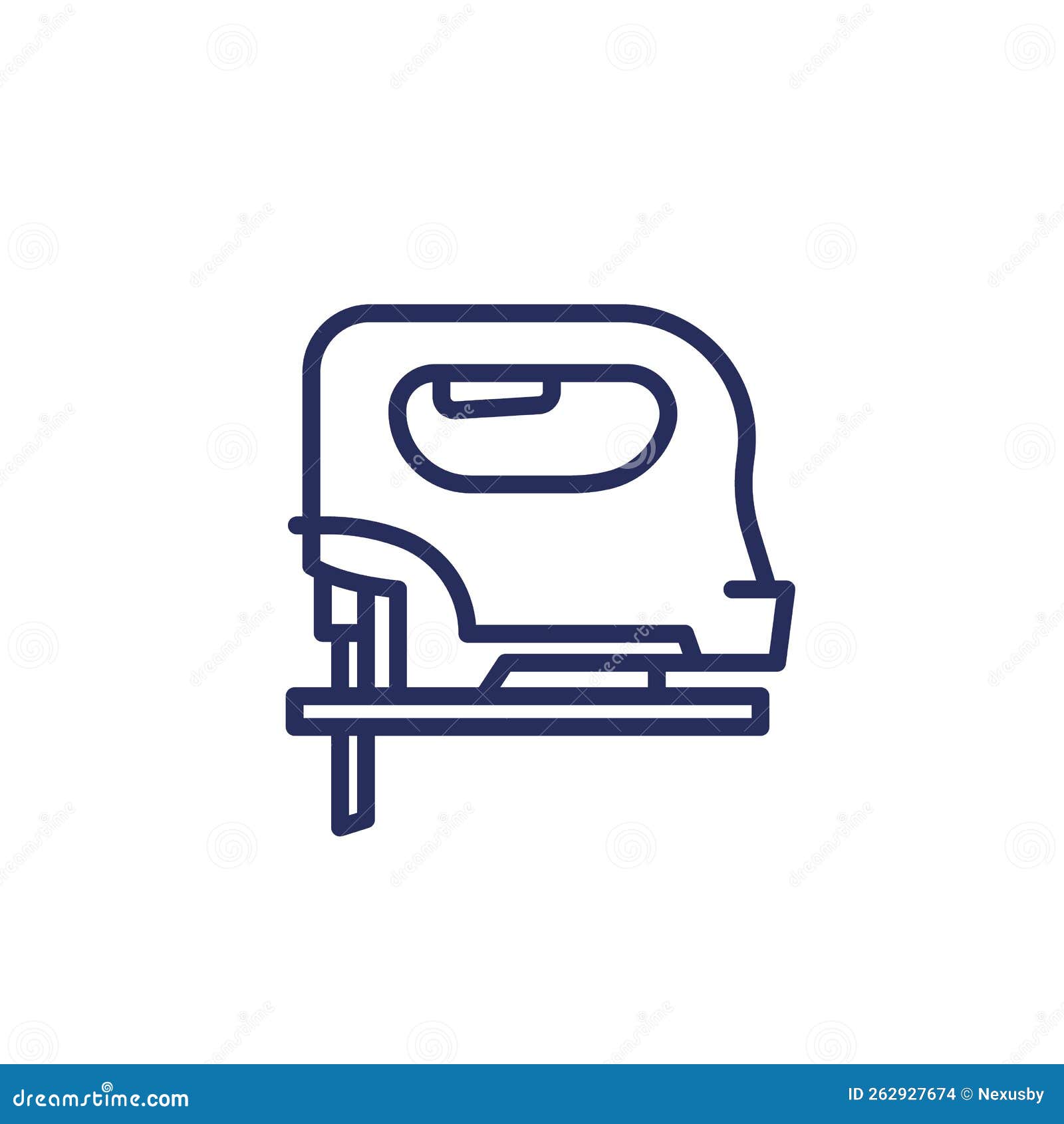 Jig saw line icon on white stock vector. Illustration of industry ...