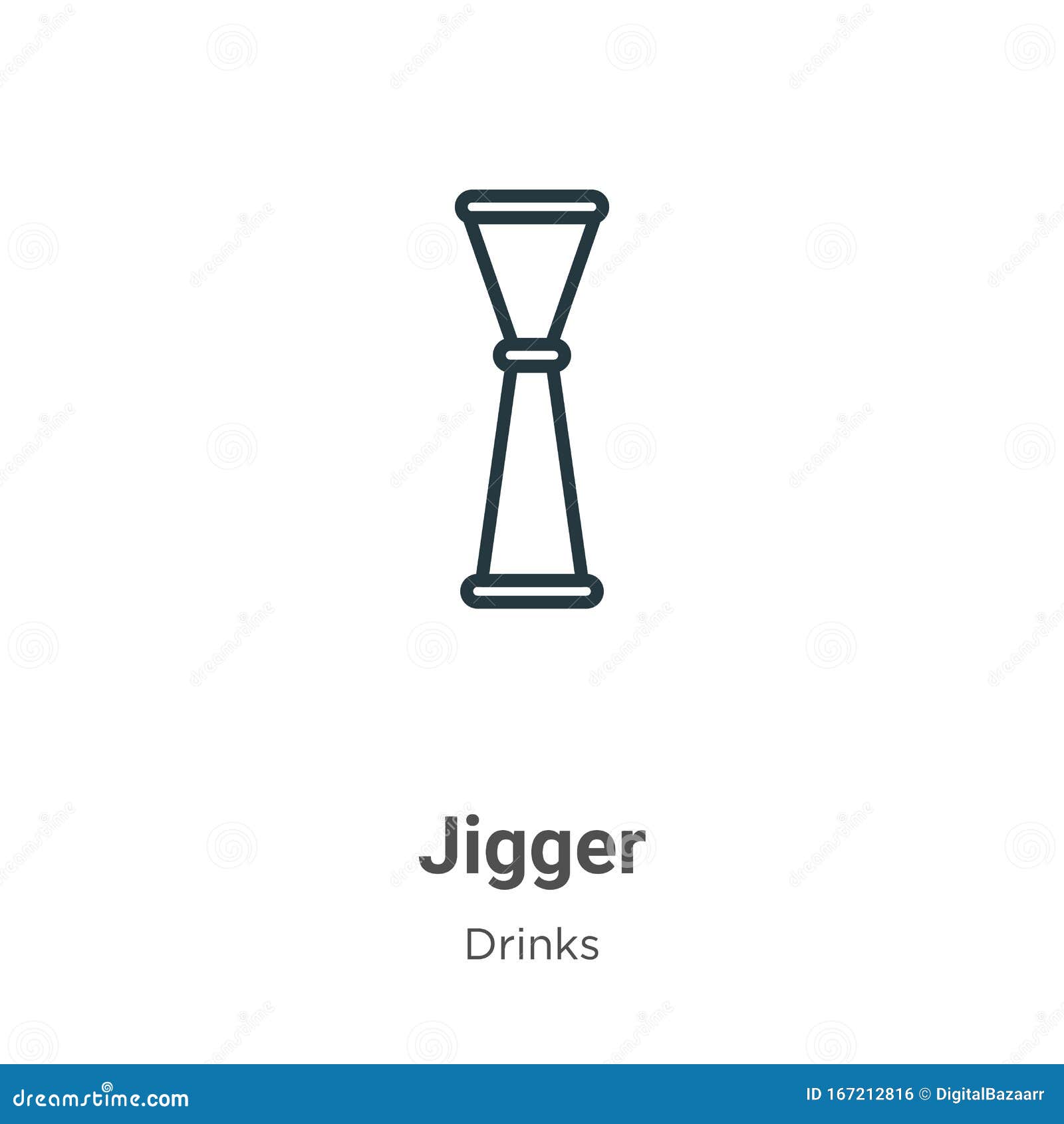 Jigger Outline Vector Icon. Thin Line Black Jigger Icon, Flat Vector ...