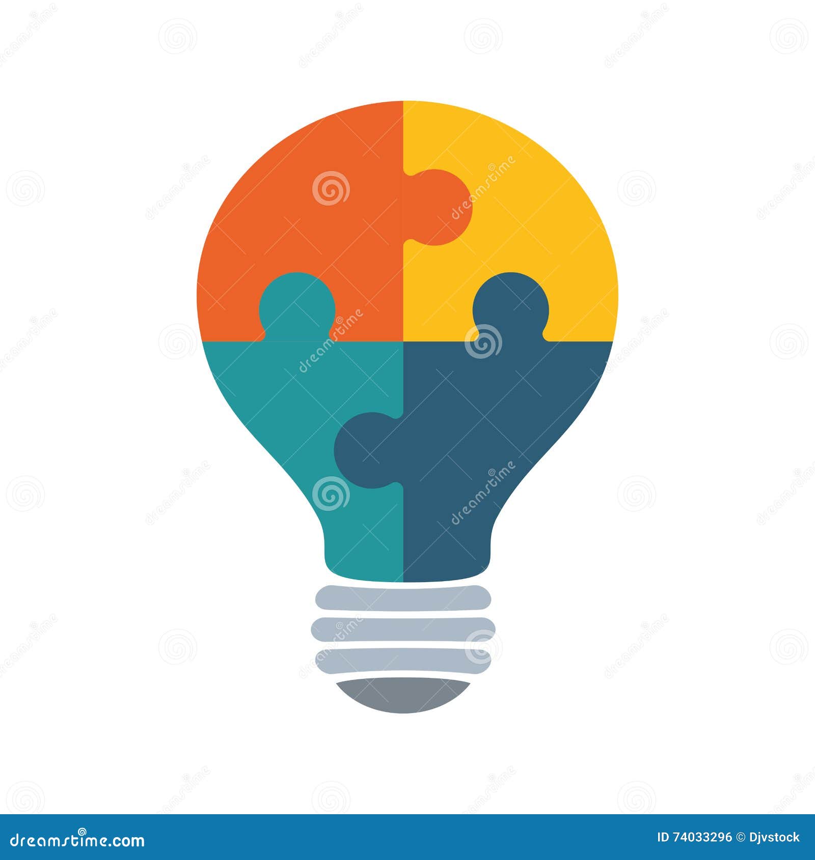 Jigsaw and Bulb Icon. Puzzle Design. Vector Graphic Stock Illustration ...