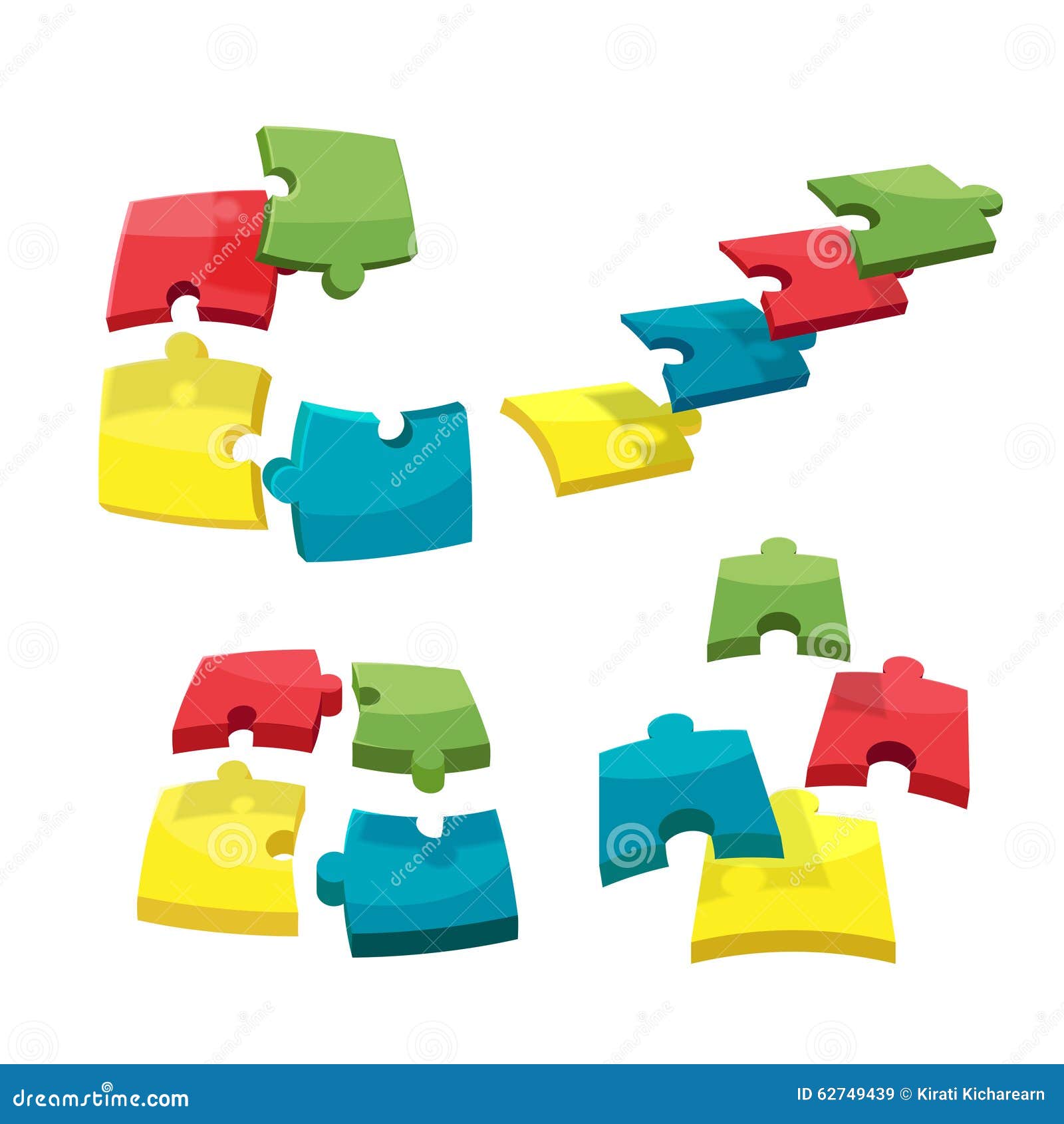 Jigsaw Color Info Graphic Template Vector Stock Illustration ...