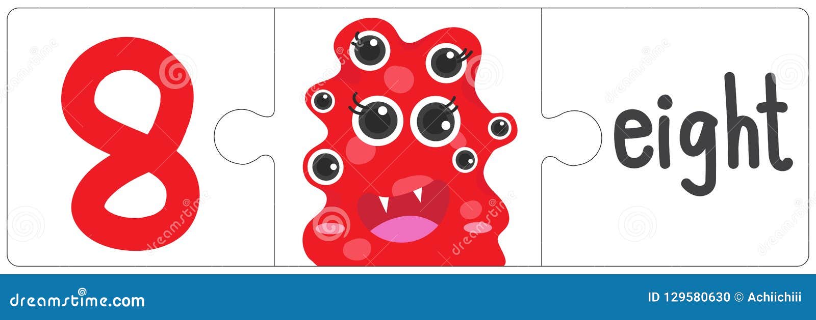 Jigsaw eye monster - eight stock vector. Illustration of scary - 129580630