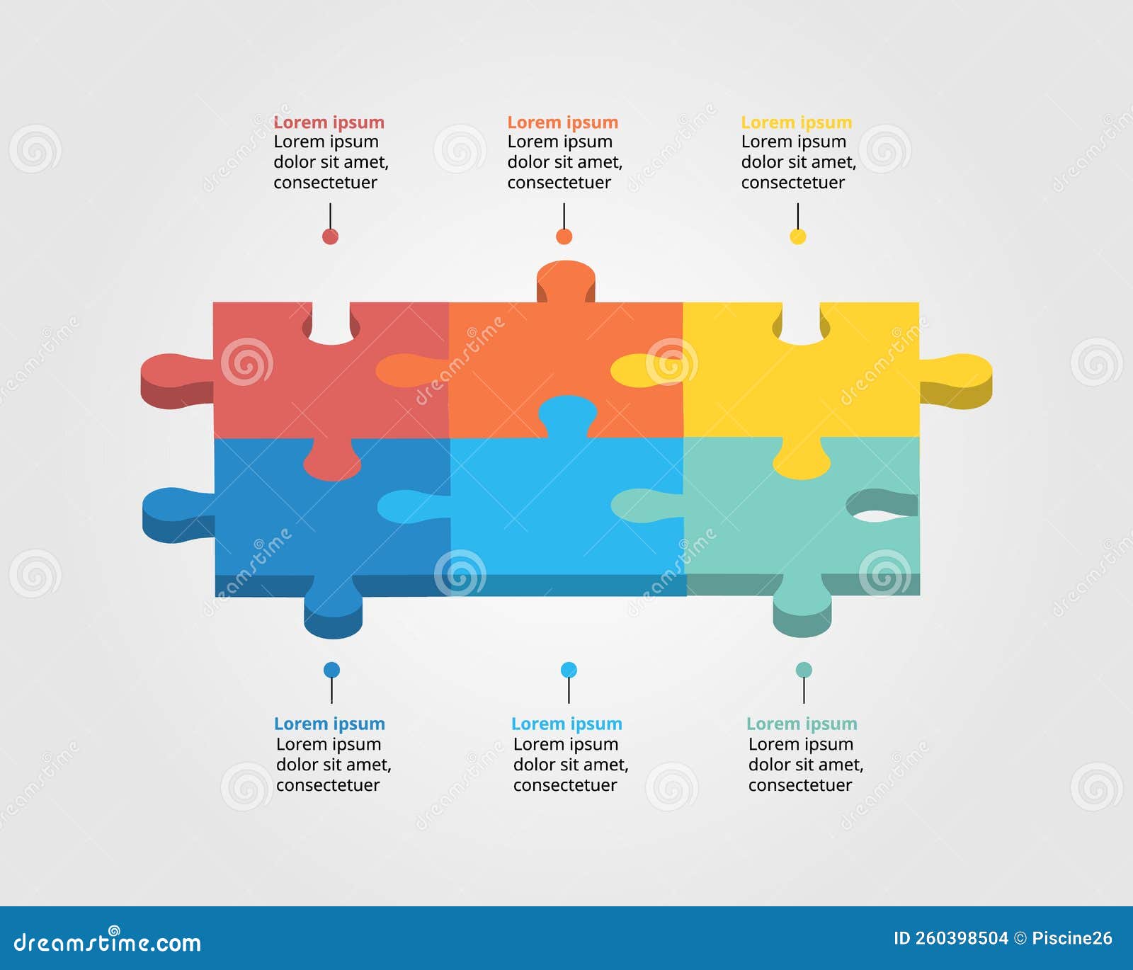 Jigsaw Graph Chart Template for Infographic for Presentation for 6 ...