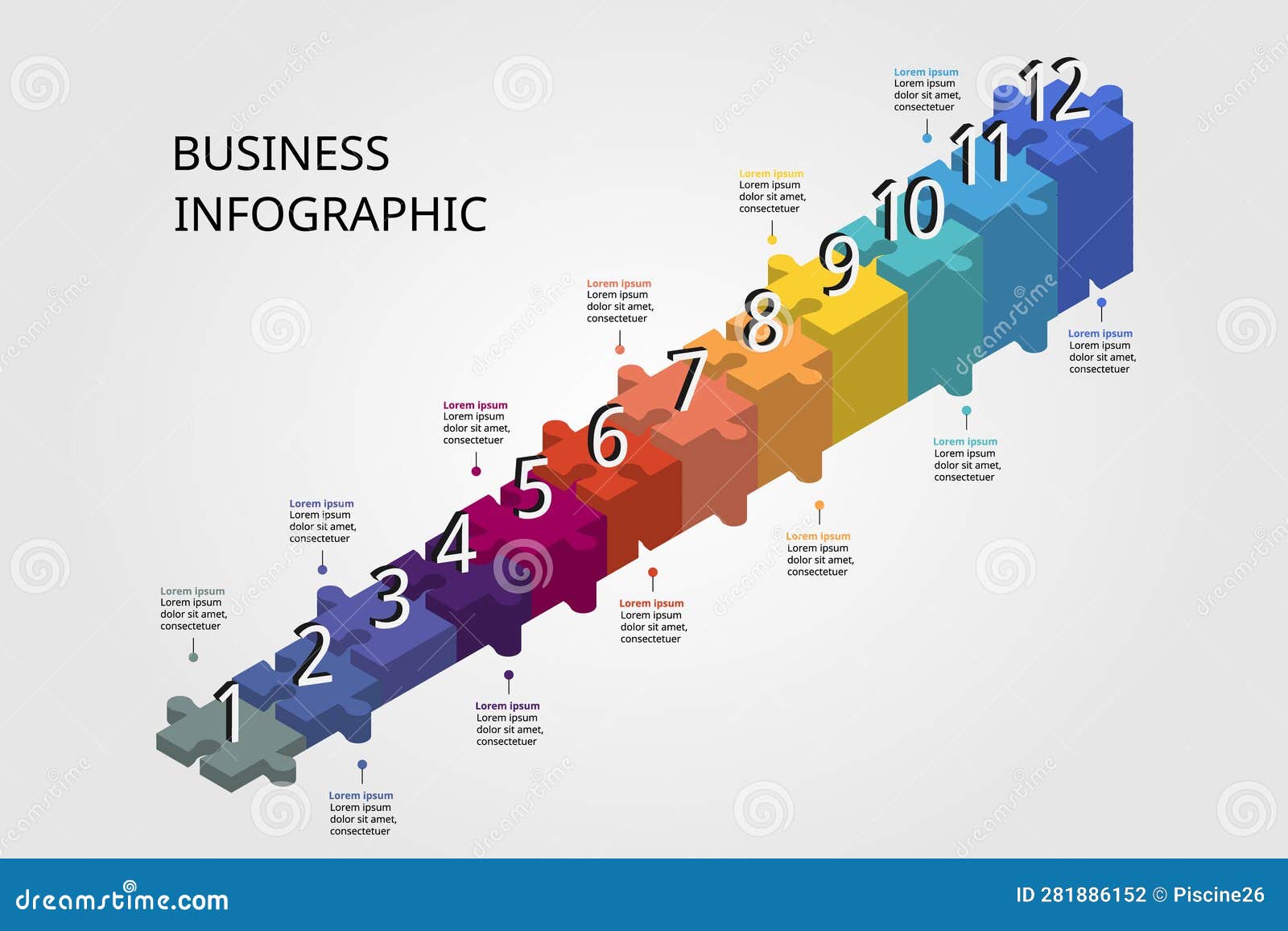 Jigsaw Graph Ladder Chart Template for Infographic for Presentation for ...