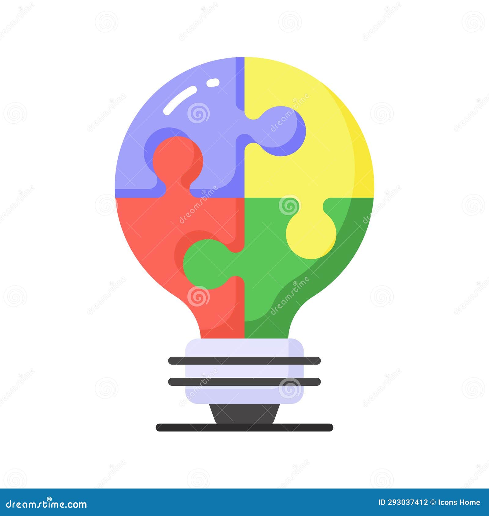 A Jigsaw Light Bulb Showing Concept Icon of Problem Solution in Trendy ...