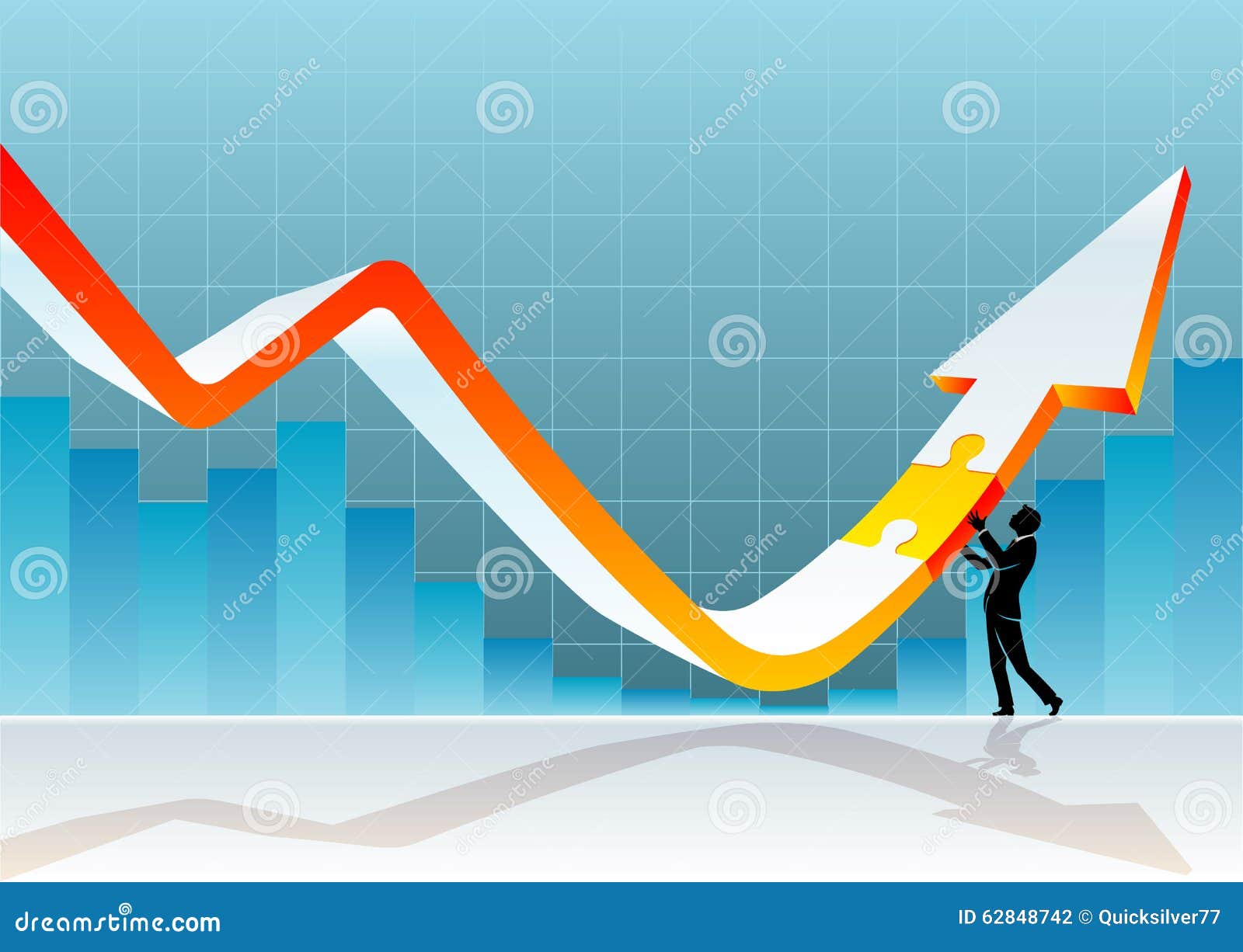 Jigsaw Line Graph Arrow stock vector. Illustration of bend - 62848742