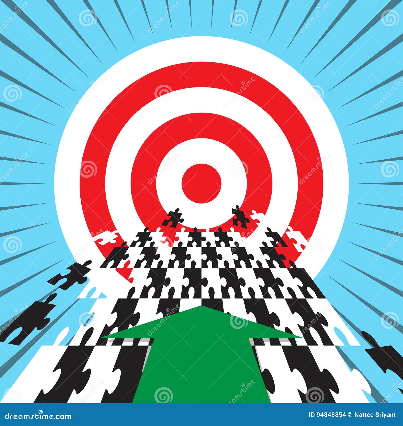 Jigsaw Path To Target stock illustration. Illustration of success ...