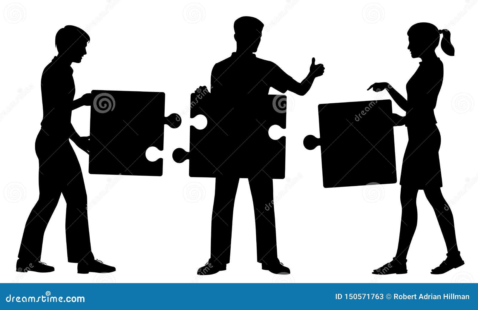 Jigsaw people silhouette stock vector. Illustration of teamwork - 150571763