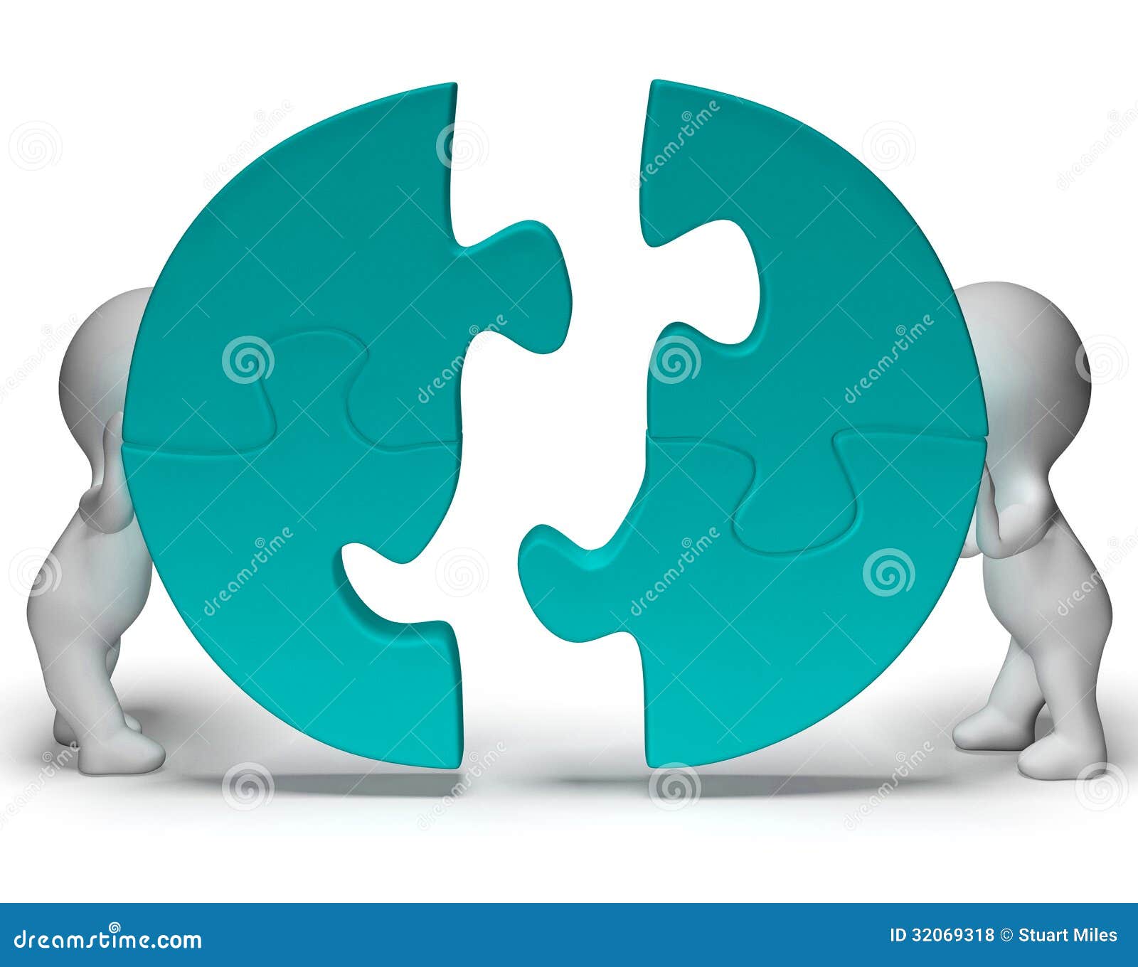 Jigsaw Pieces Being Joined Showing Teamwork And Togetherness Royalty ...