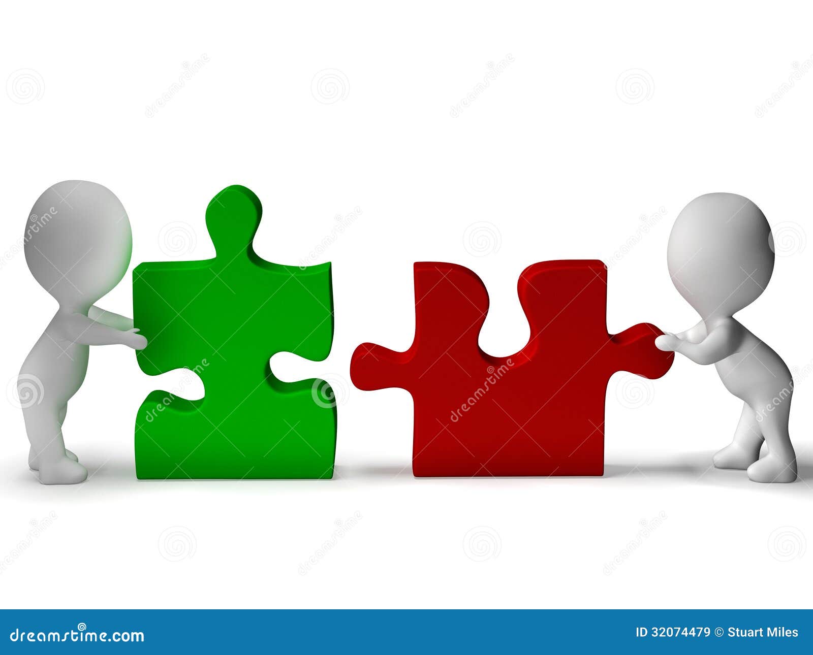 Jigsaw Pieces Being Joined Shows Teamwork and Collaboration Stock ...
