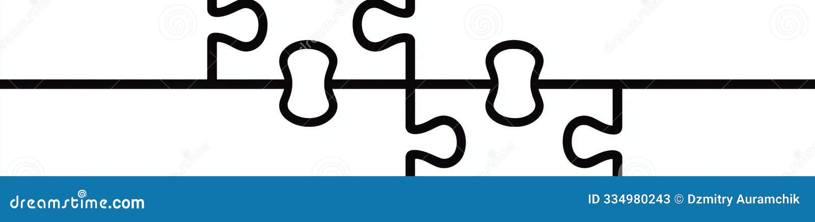 Jigsaw Pieces Connected by One Line Drawing. Modern Isolated on White ...