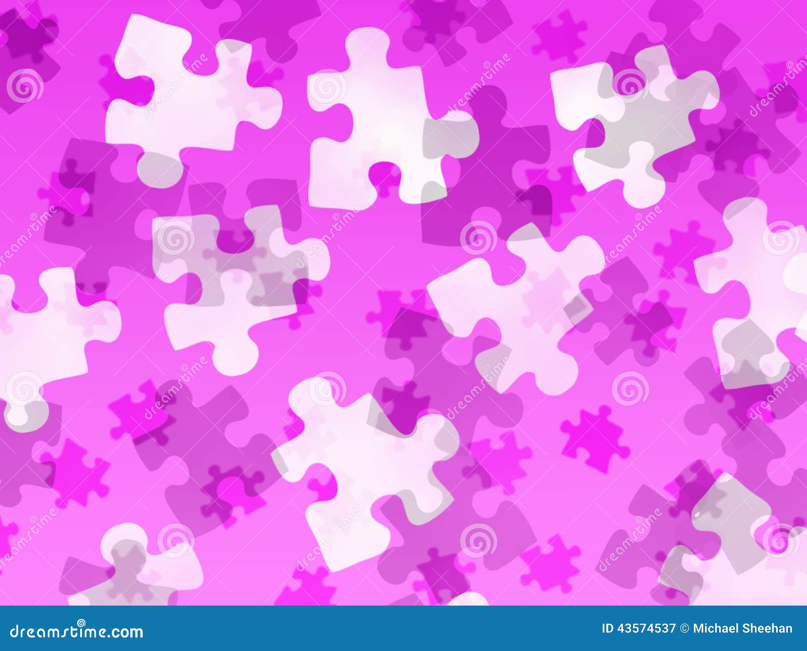 Jigsaw Pieces on a Pink Gradient Stock Illustration - Illustration of ...
