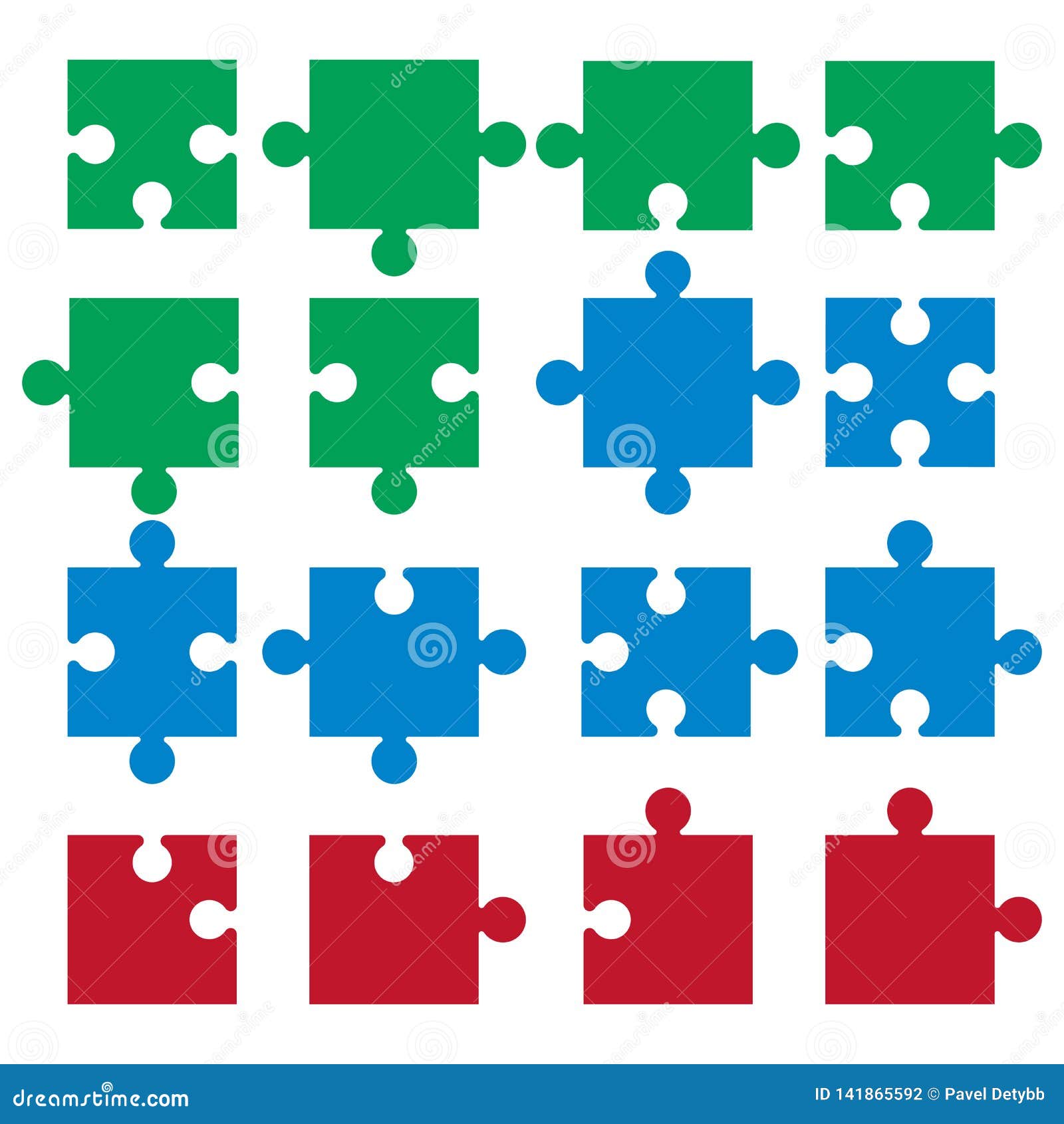 Jigsaw Pieces Puzzle Icon. Vector Illustration, Flat Design. Stock ...
