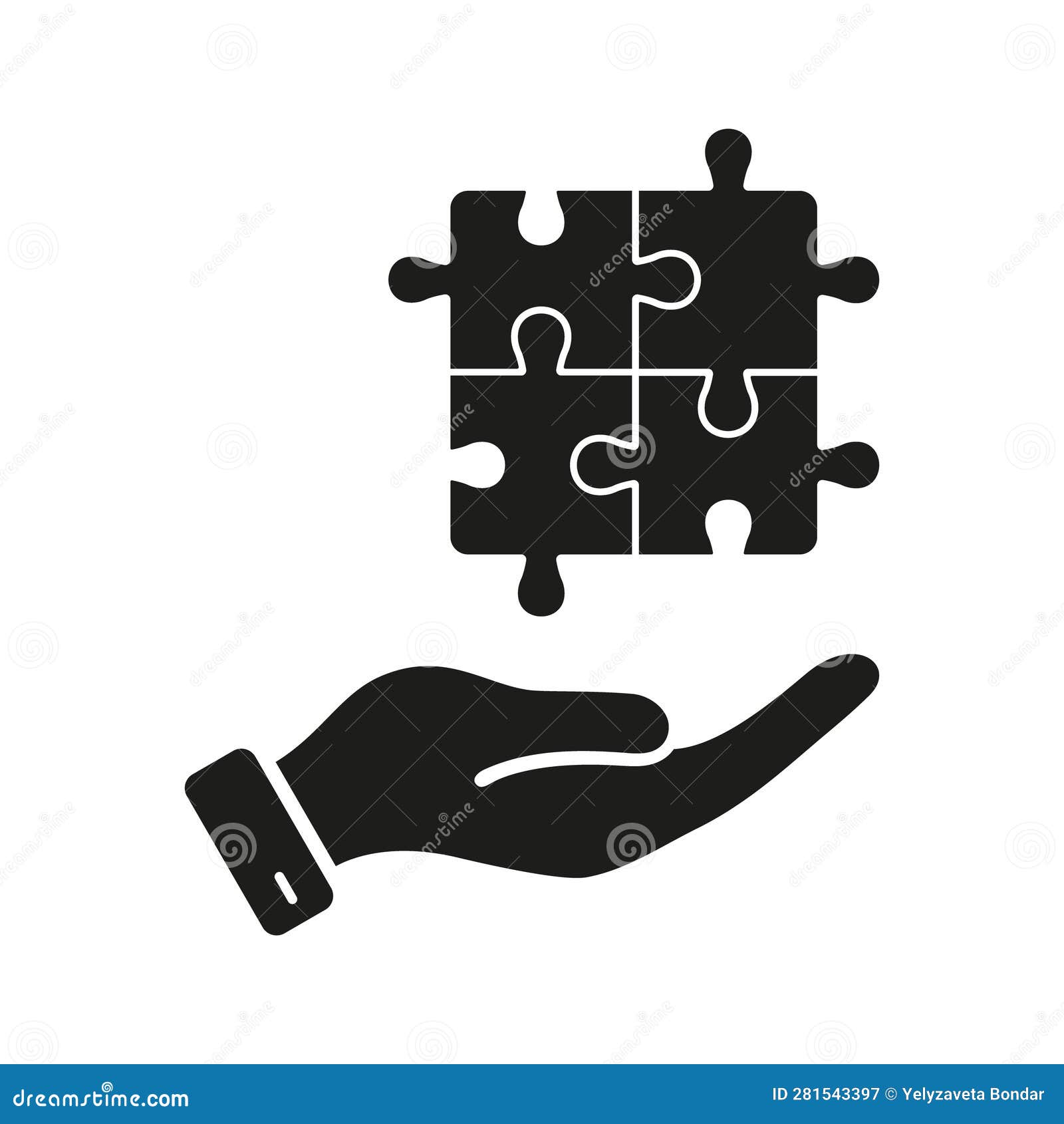 Jigsaw Pieces, Successful Teamwork Silhouette Icon. Strategy, Problem ...