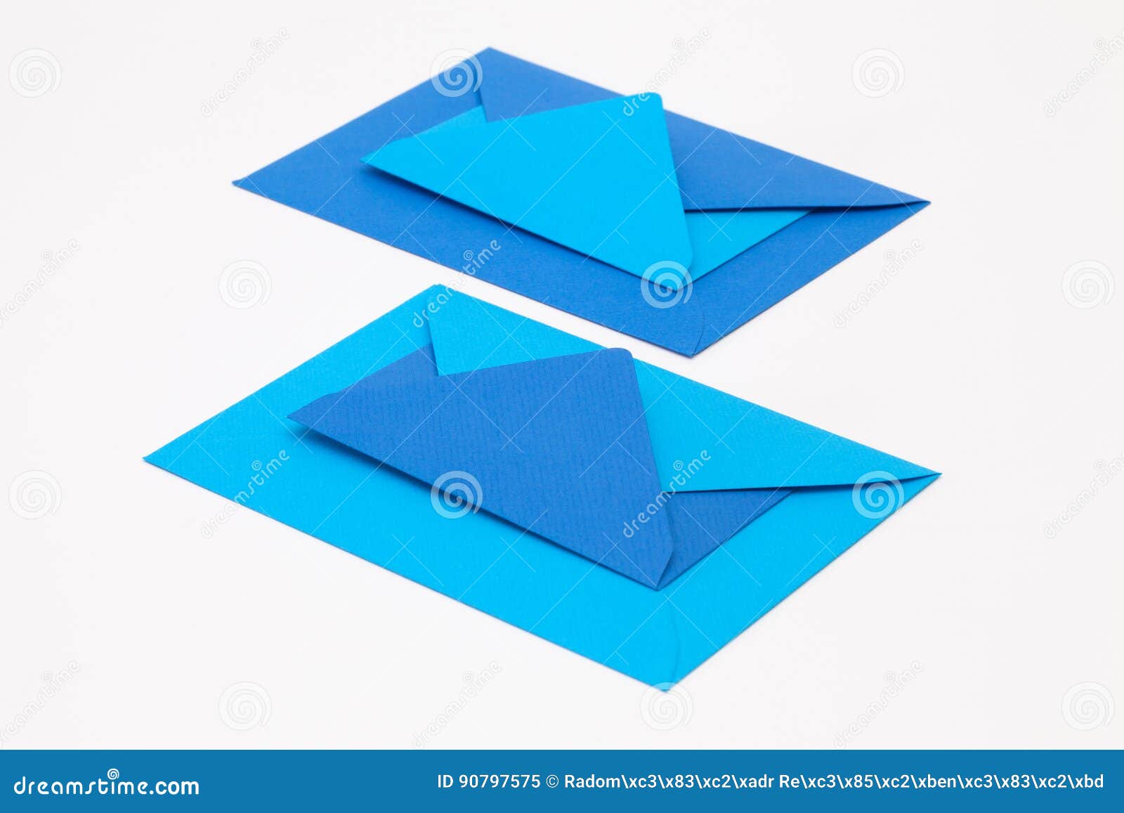 Jigsaw Puzzle from Big and Small Blue Envelopes on the White Tab Stock ...