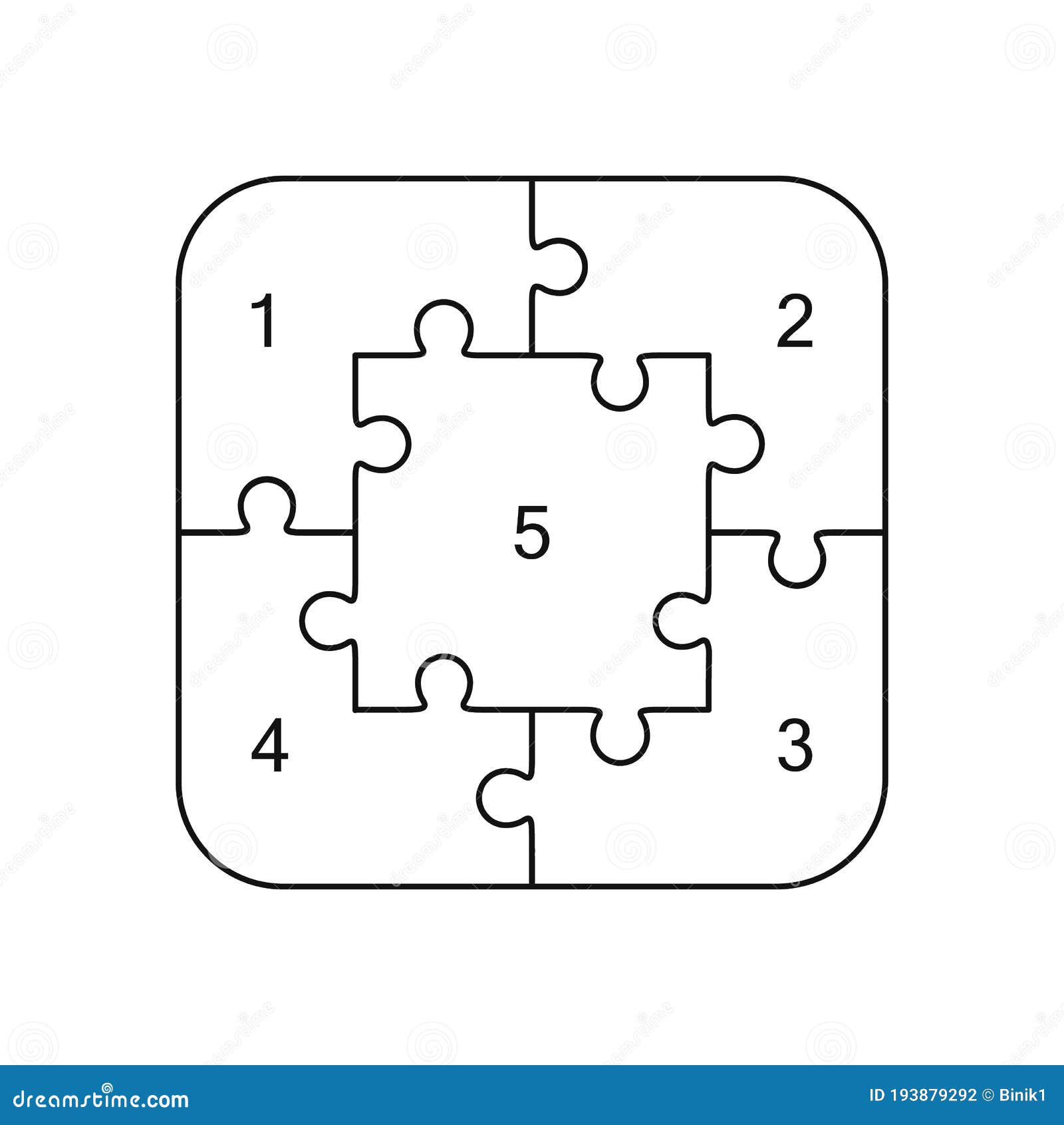 Jigsaw Puzzle Blank Simple Vector of Five Pieces Stock Illustration ...