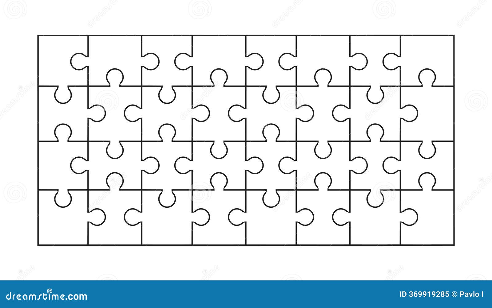 Puzzles Grid - Blank Template. Puzzle Pieces Vector Set ...