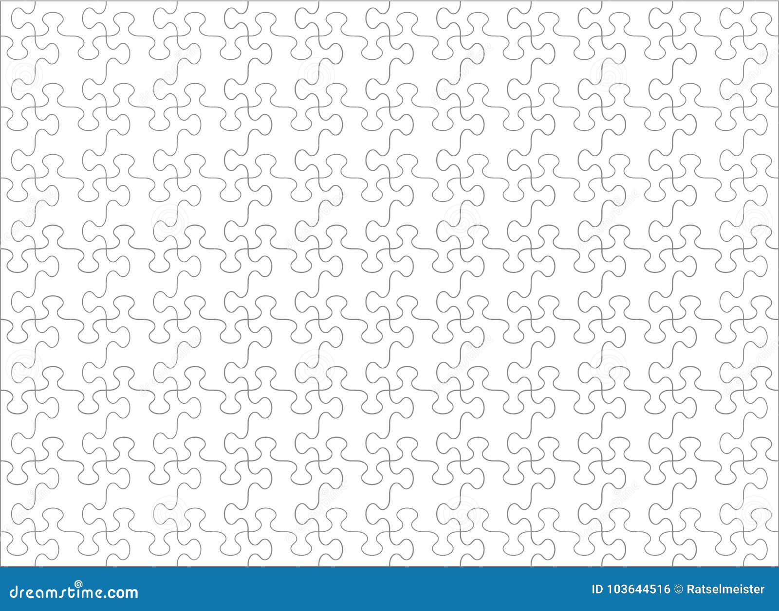 Jigsaw Puzzle Blank Template with Whimsically Shaped Pieces, Horizontal ...