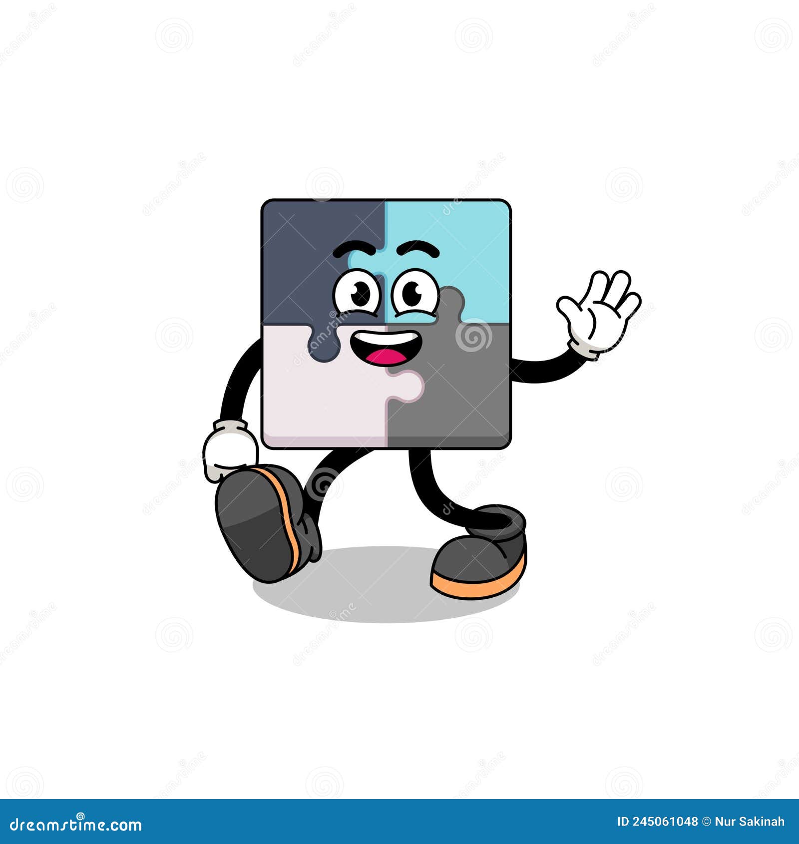 Jigsaw Puzzle Cartoon Walking Stock Vector - Illustration of book, team ...