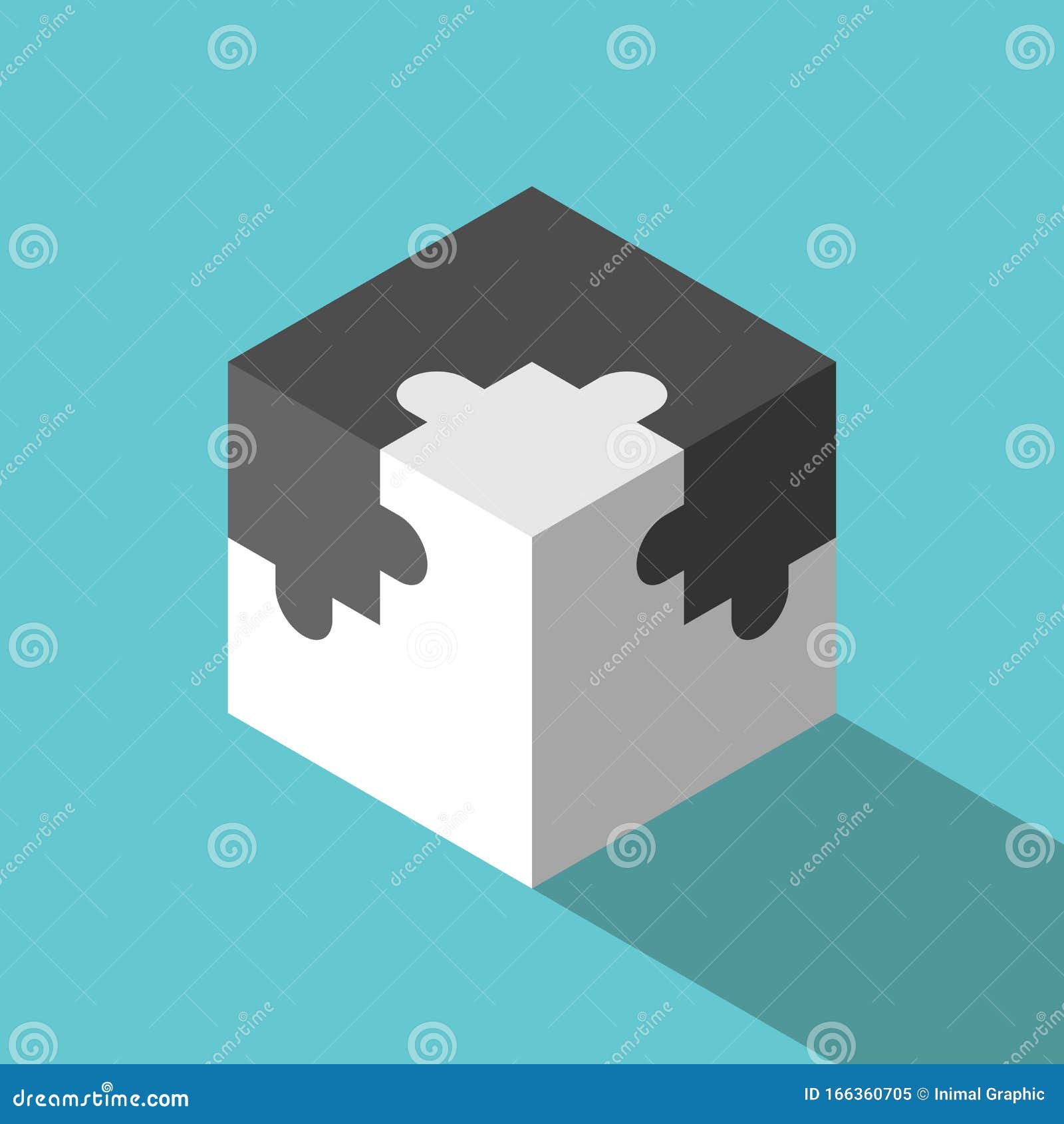 Jigsaw Puzzle Cube, Opposites Stock Vector - Illustration of lock ...
