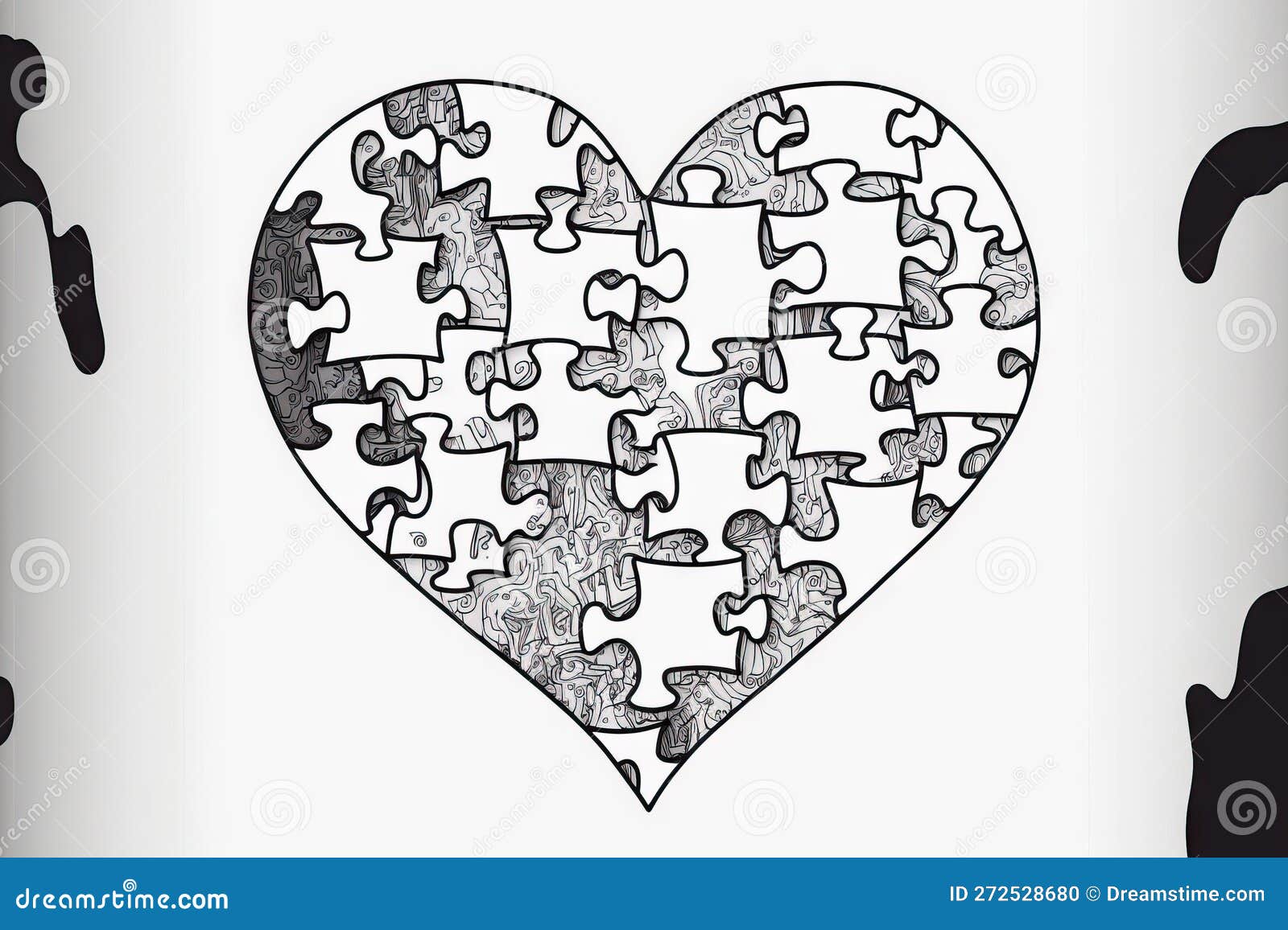 Jigsaw Puzzle Drawn in Continuous Lines Stock Illustration ...