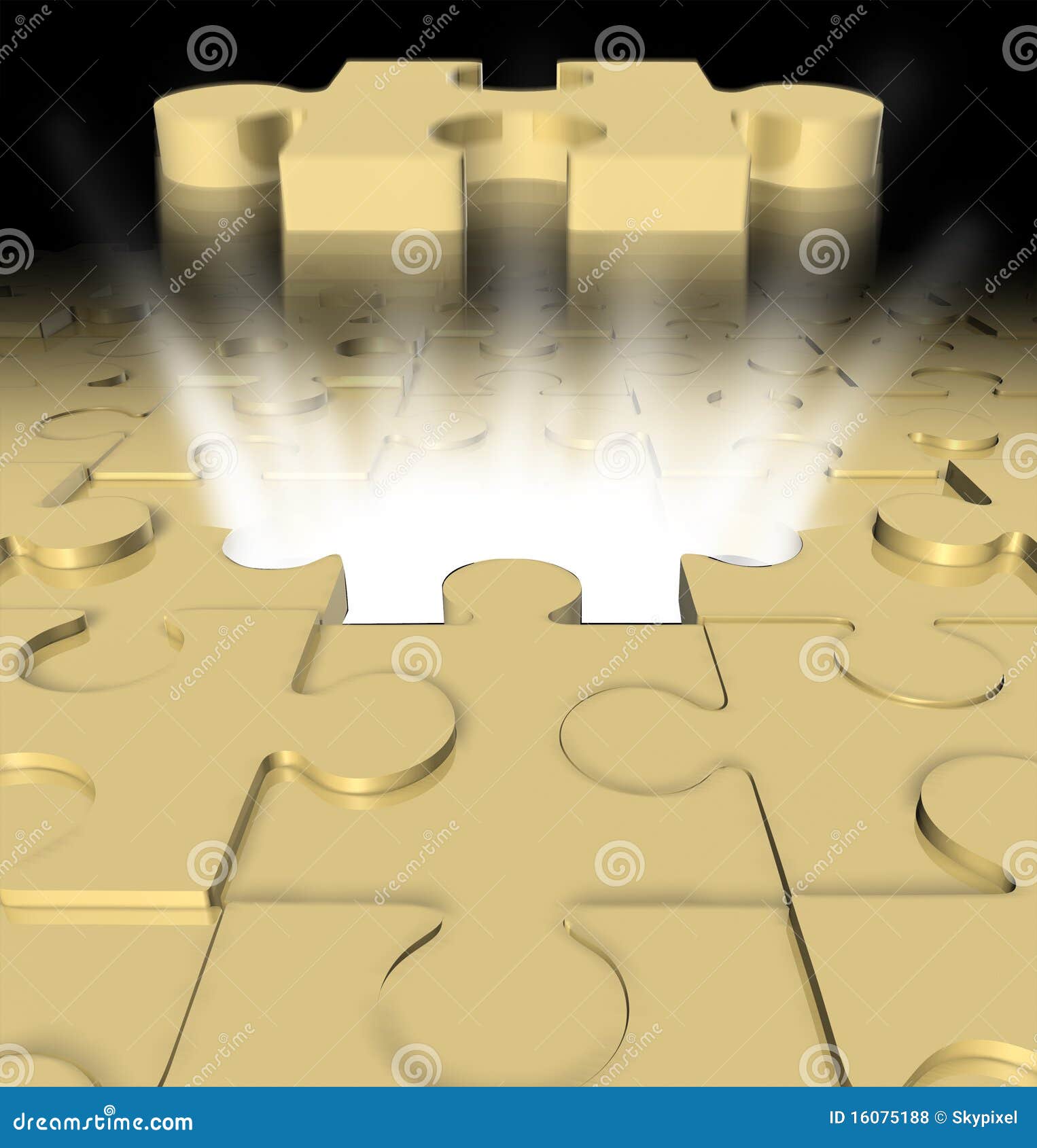 Jigsaw puzzle gold pieces stock illustration. Illustration of working ...