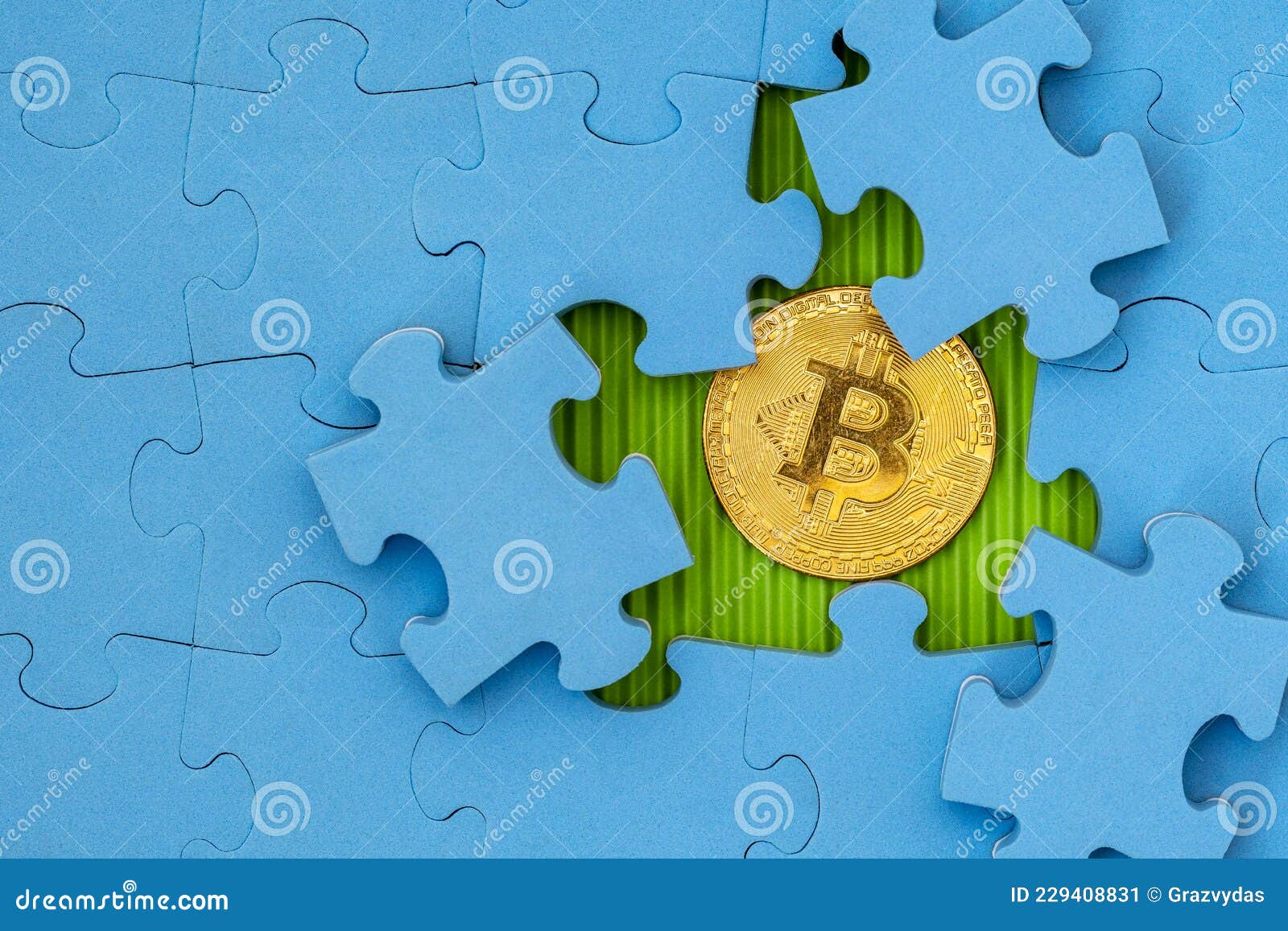Jigsaw Puzzle with Golden Bitcoin Underneath Stock Image - Image of ...