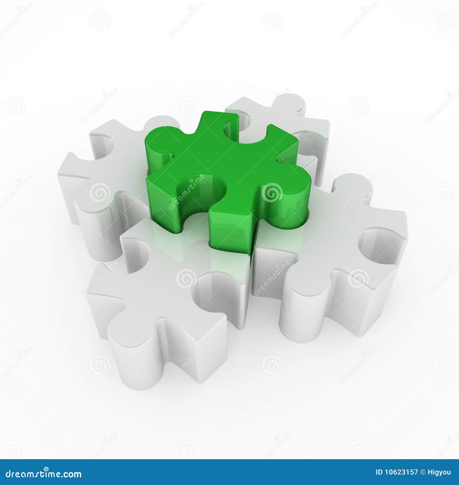 Jigsaw Puzzle, Green One stock illustration. Illustration of puzzle ...