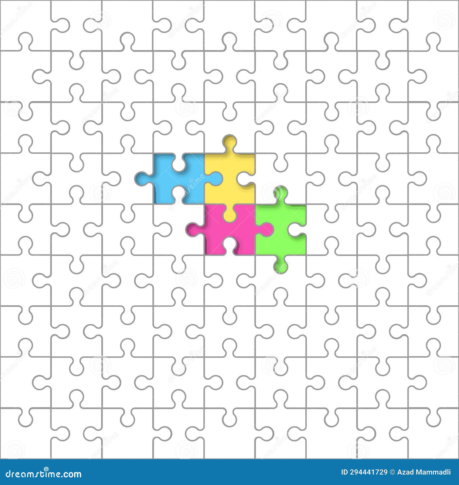 Jigsaw Puzzle Grid Template. Vector Stock Vector - Illustration of ...