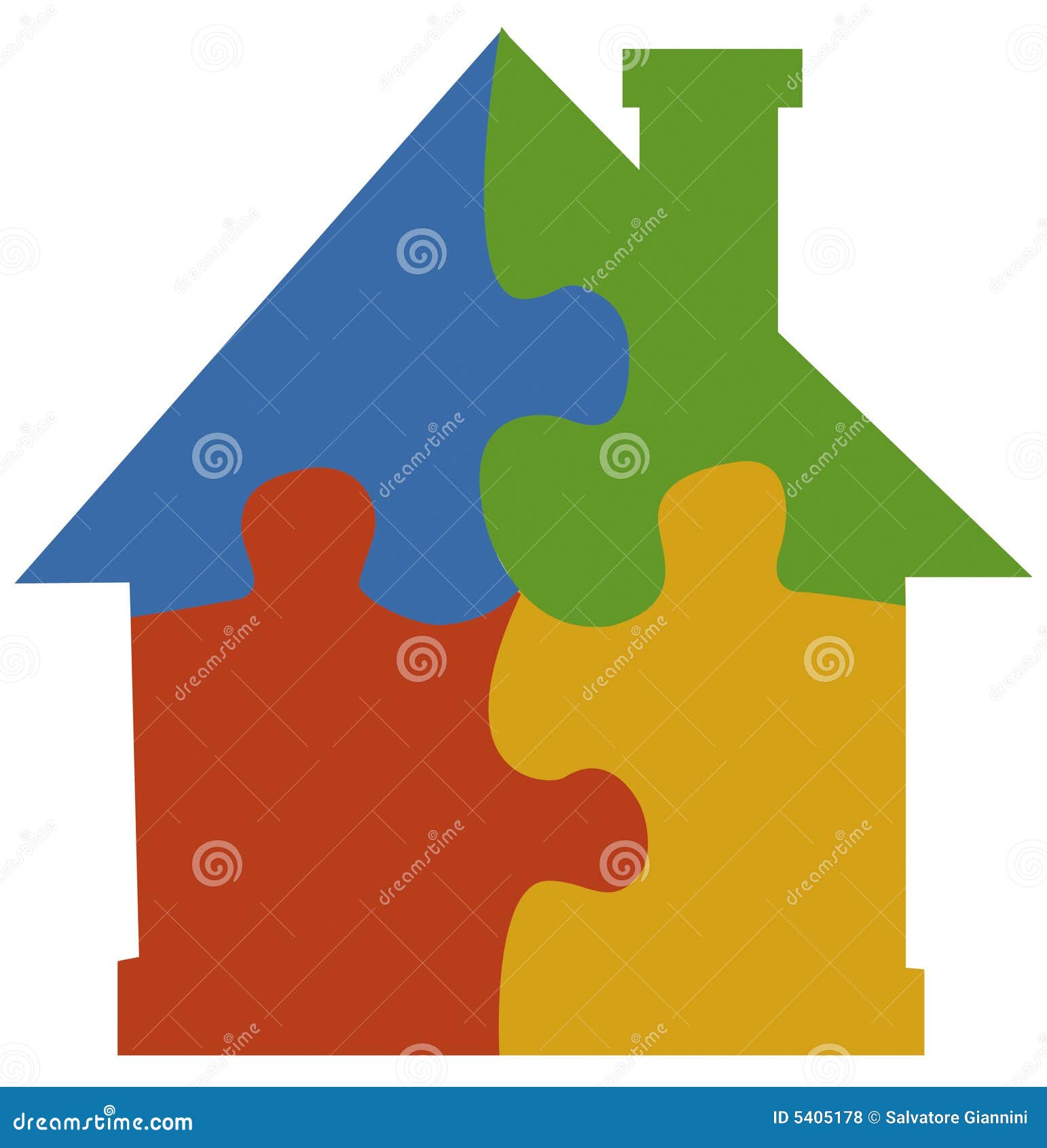 Jigsaw puzzle house stock vector. Illustration of small - 5405178