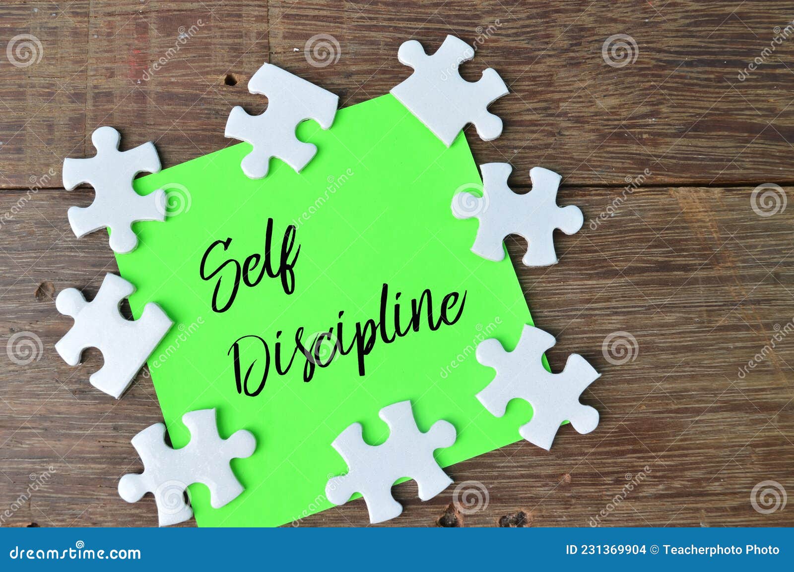 Jigsaw Puzzle and Memo Note Written with Text SELF DISCIPLINE Stock ...