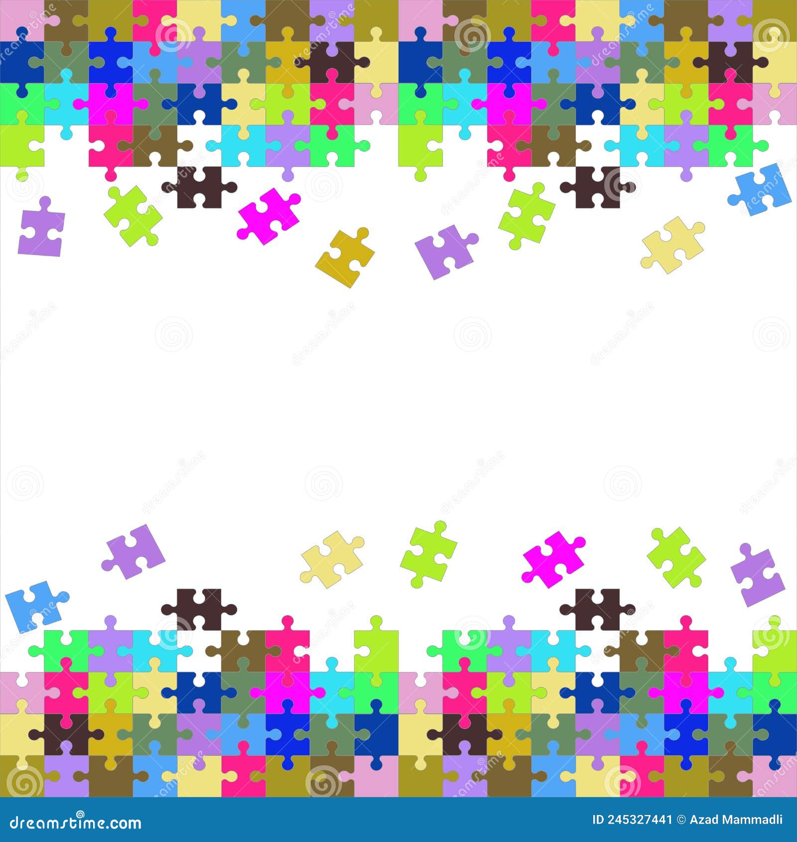 Jigsaw Puzzle with Multicolor Separate Pieces. Vector Stock Vector ...