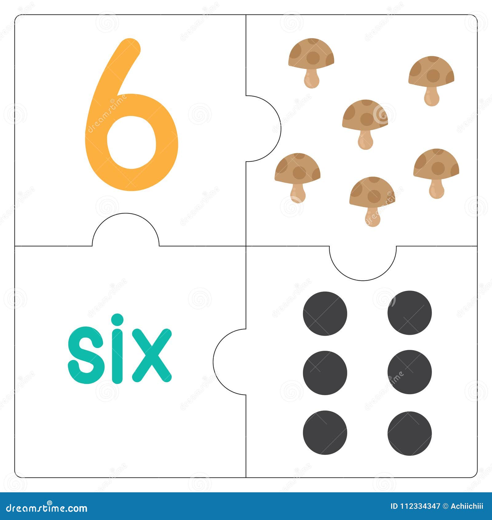 The jigsaw puzzle number-6 stock vector. Illustration of hand - 112334347