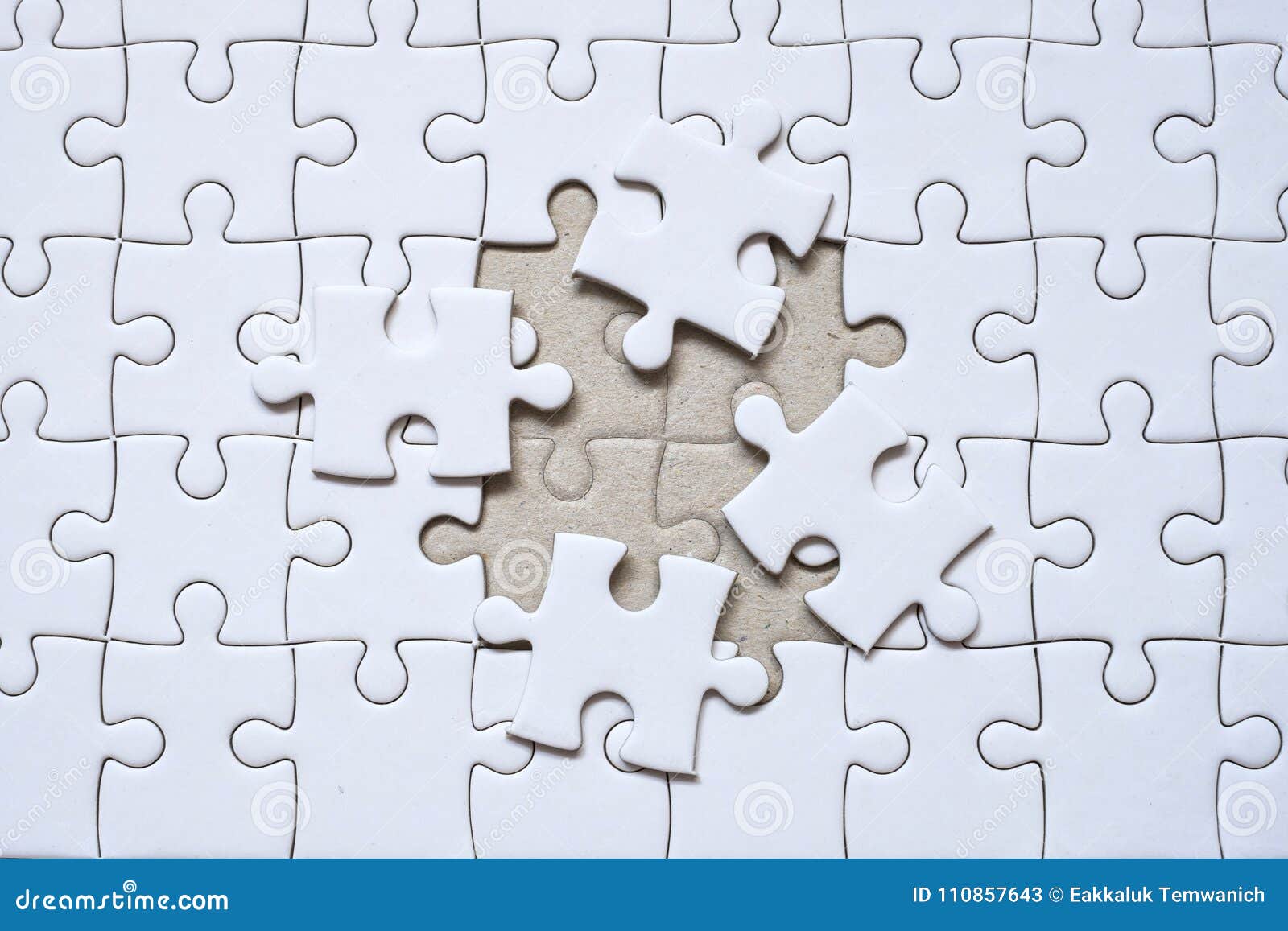 Jigsaw Puzzle with One Missing Piece Left To Complete, Copy Space Stock ...