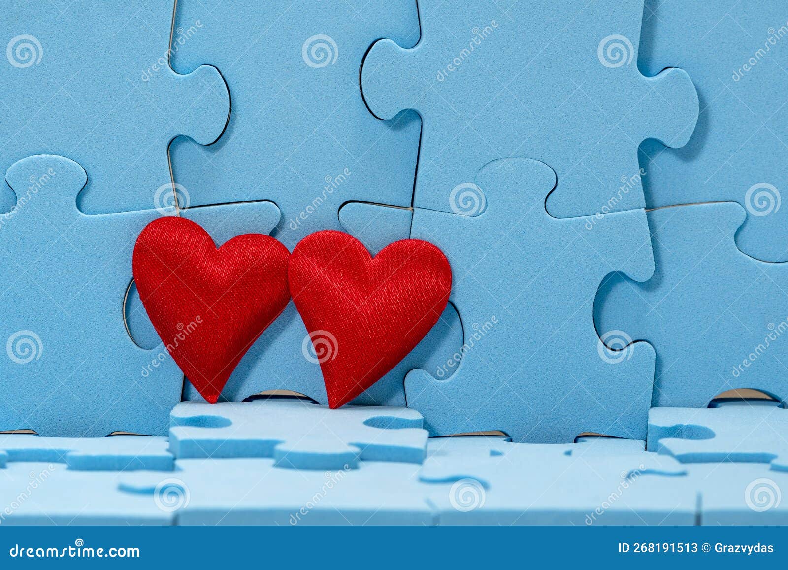 Jigsaw Puzzle with a Pair of Red Hearts Stock Image - Image of passion ...