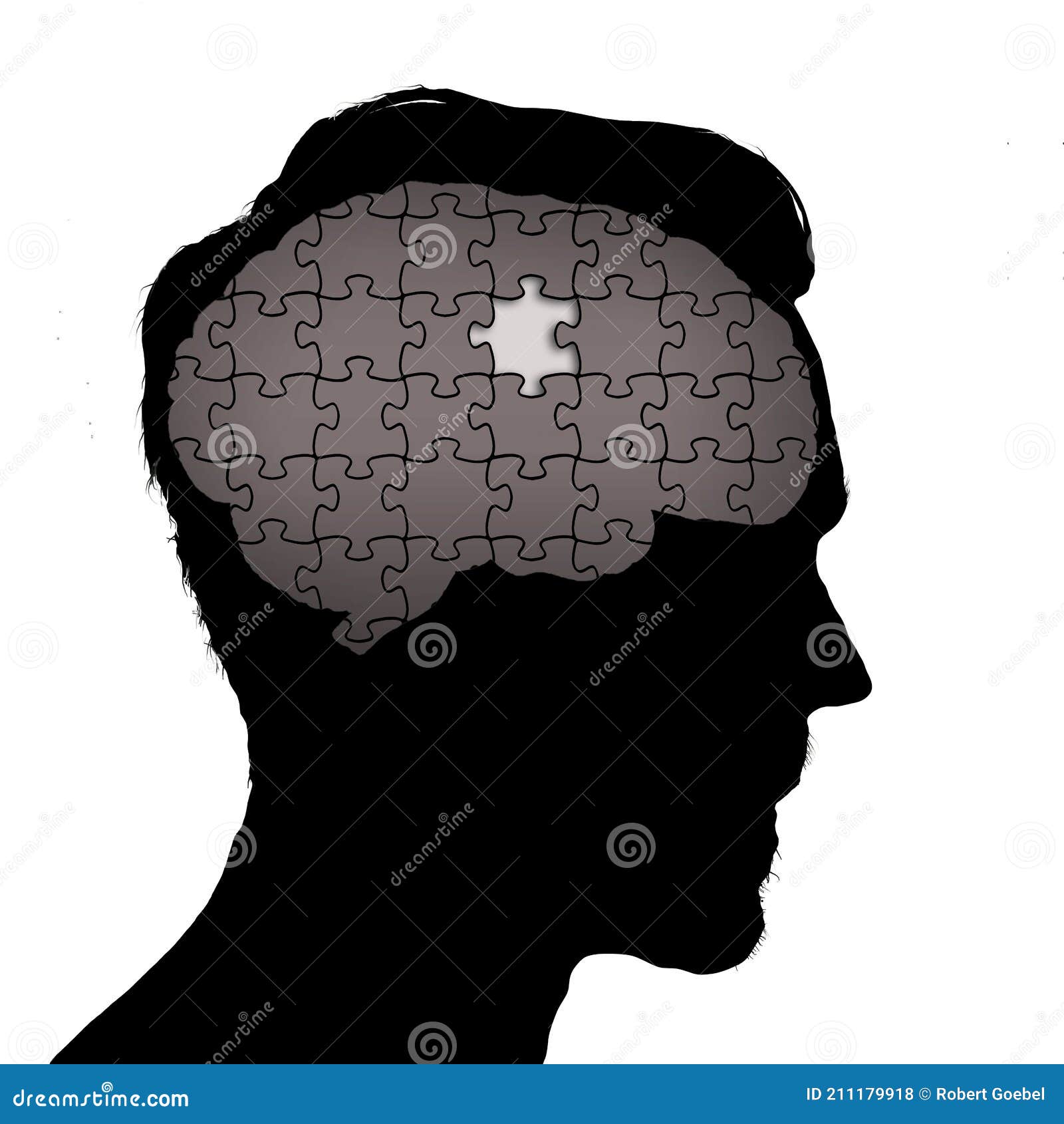 A Jigsaw Puzzle with a Piece Missing Appears Inside a Silhouette of a ...