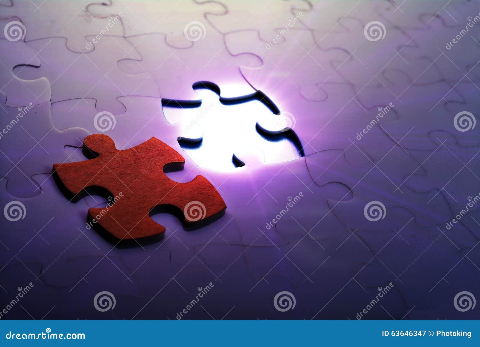 Jigsaw Puzzle Piece Missing. Light Glowing. Solution Stock Image ...