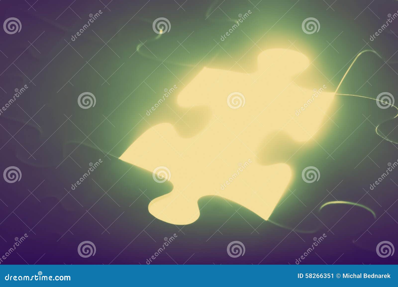 Jigsaw Puzzle Piece Missing. Light Glowing. Solution, Solve the Stock ...