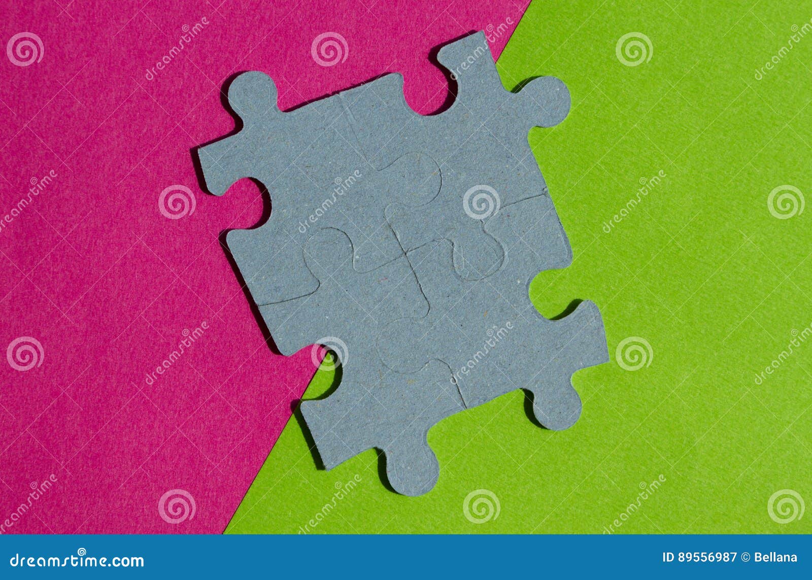 Jigsaw Puzzle Pieces on Border between Pink and Green Background Stock ...