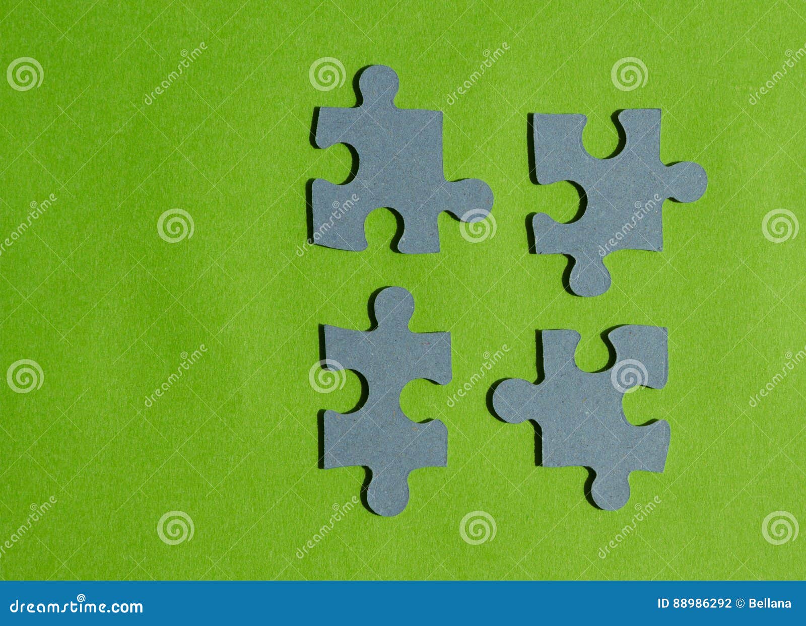Jigsaw Puzzle Pieces on Bright Green Background, Horizontal View Stock ...