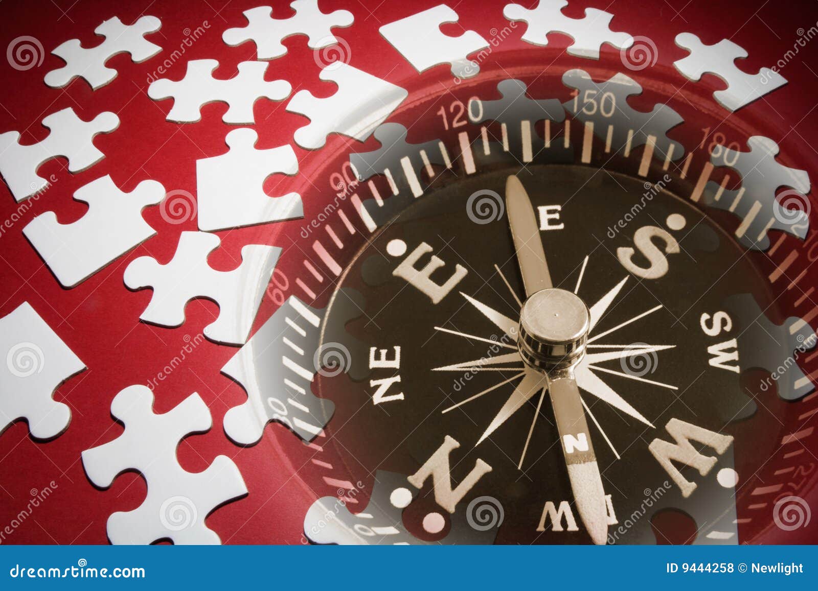 Jigsaw Puzzle Pieces and Compass Stock Photo - Image of solution ...